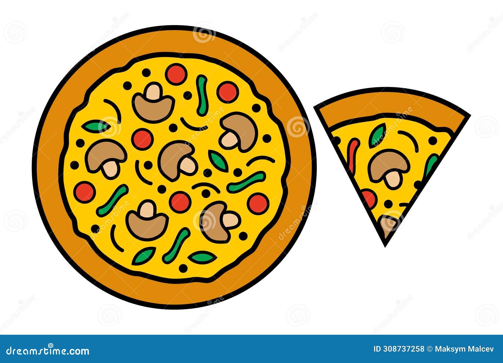 Cartoon Pizza Slices. Pizza Vector Illustration Stock Vector ...