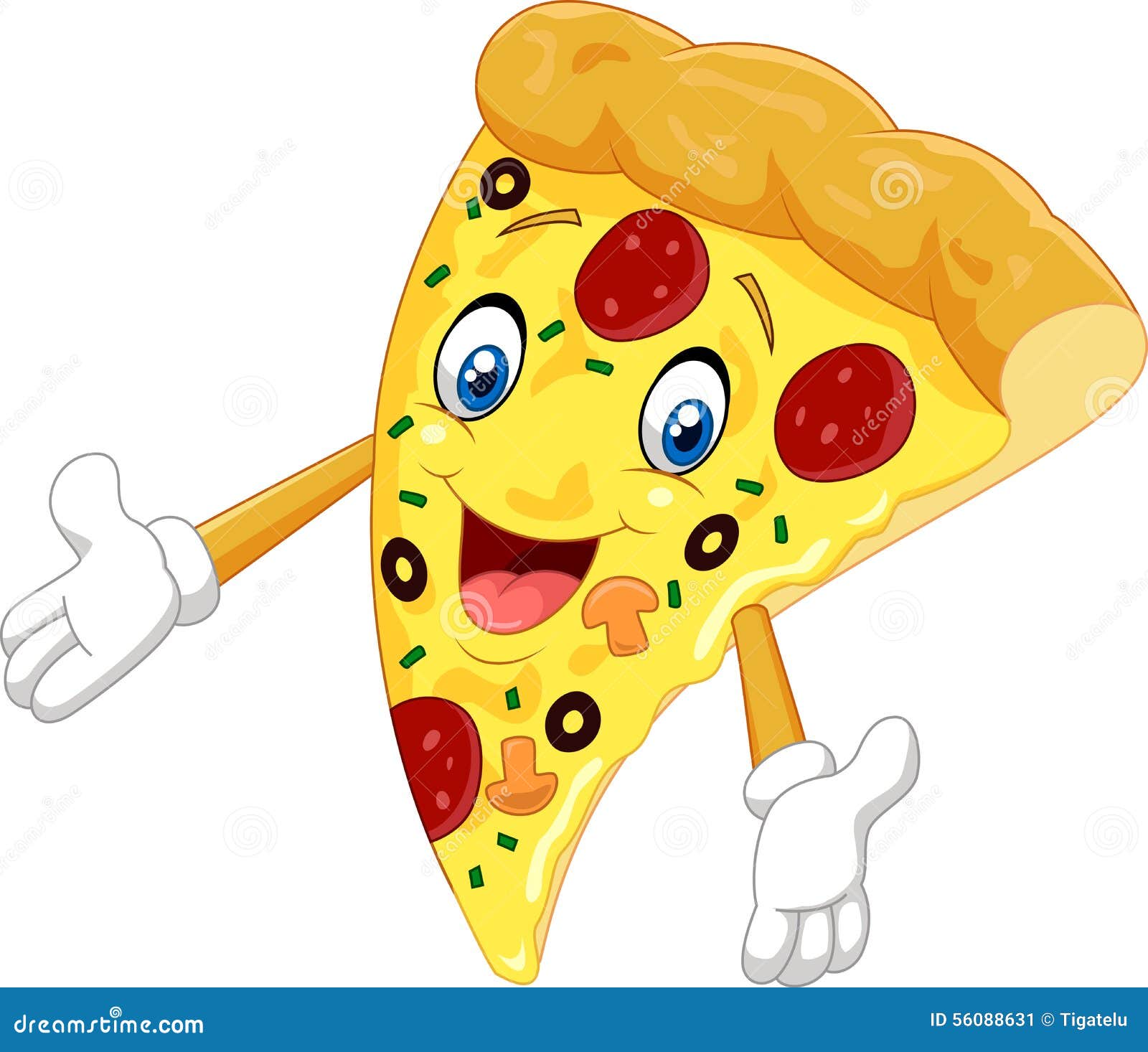 Pizza Waving Mascot Vector Cartoon Illustration | CartoonDealer.com ...