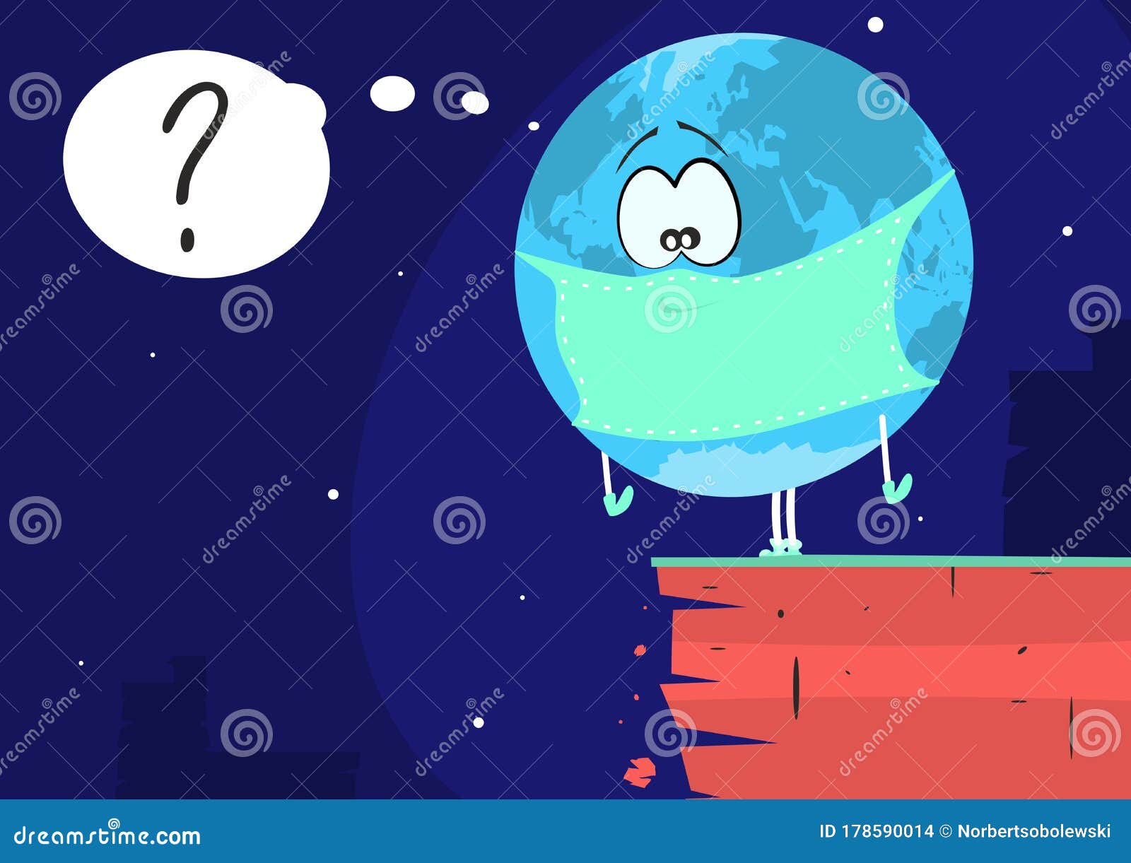 Cartoon Planet Earth in a Mask. Stock Vector - Illustration of epidemic ...