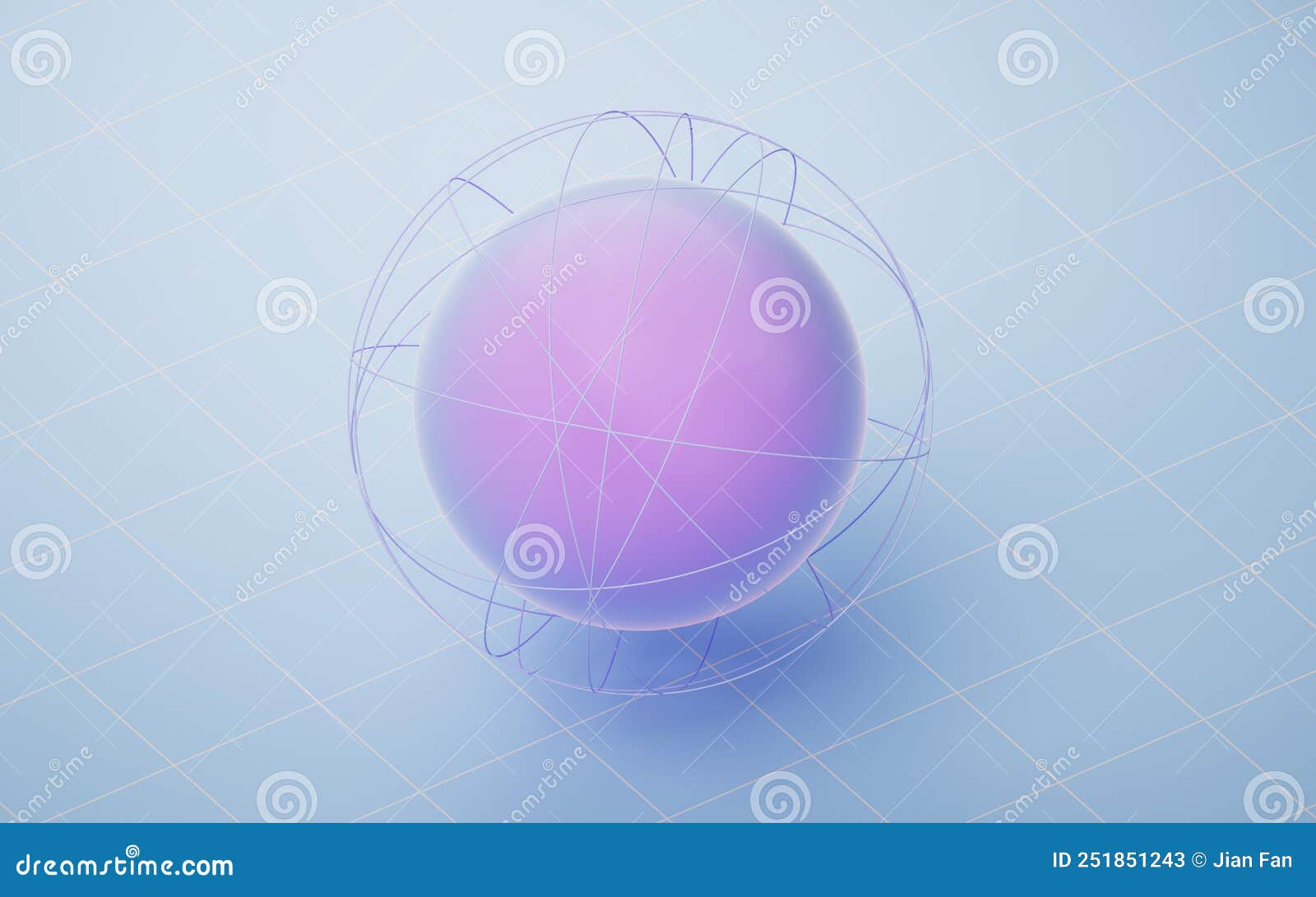 Cartoon Planet Sphere with Lines Surrounding, 3d Rendering Stock ...