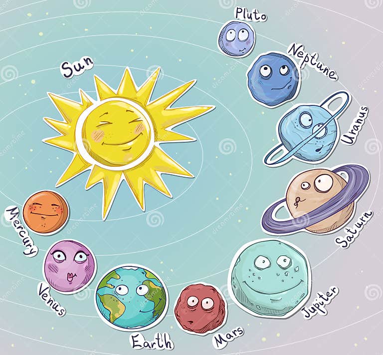 Cartoon Planets. Solar System Stock Vector - Illustration of moon ...