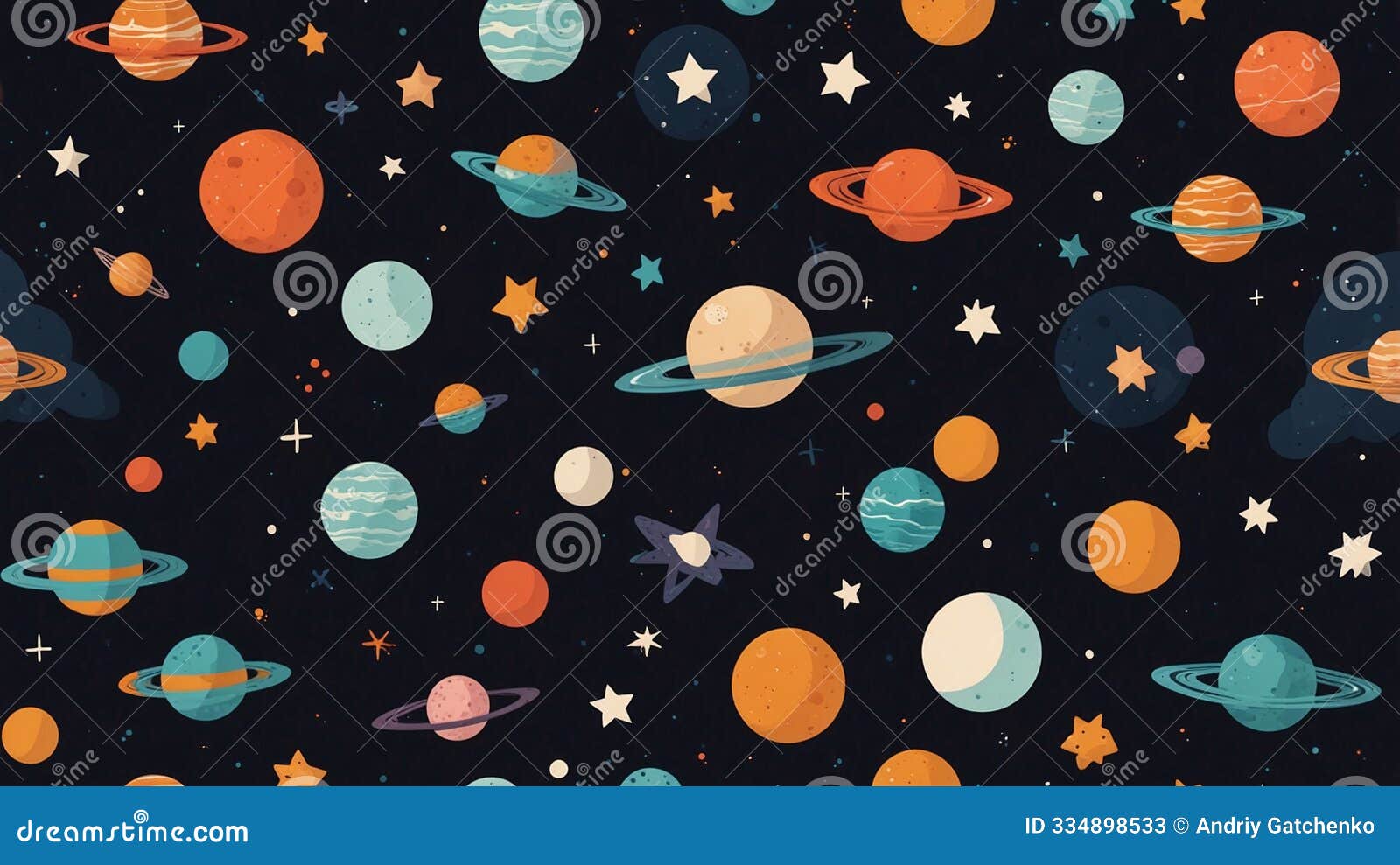 Cartoon Planets and Stars in a Whimsical Outer Space Scene with ...