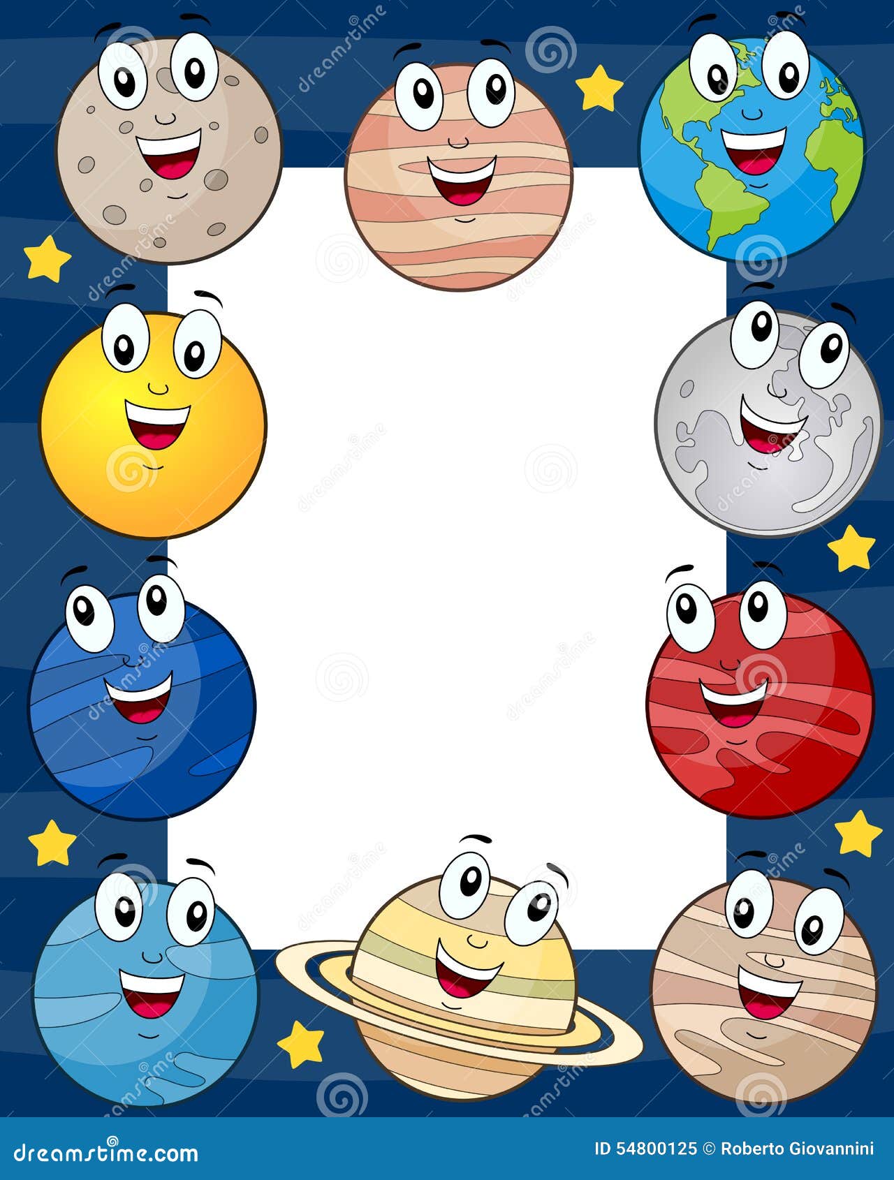 Cartoon Planets Vertical Photo Frame Stock Vector - Illustration of ...