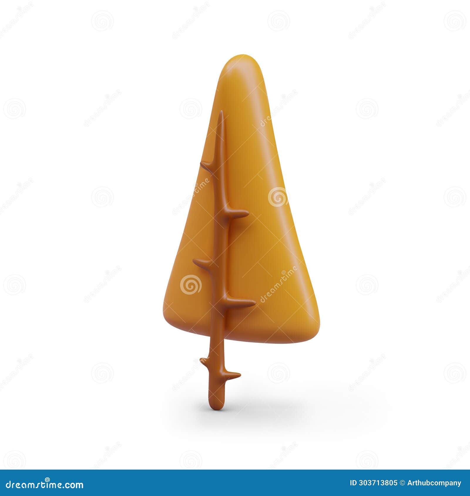 Cartoon Plant with Yellow Leaves in Triangular Form. Side View on Tree ...