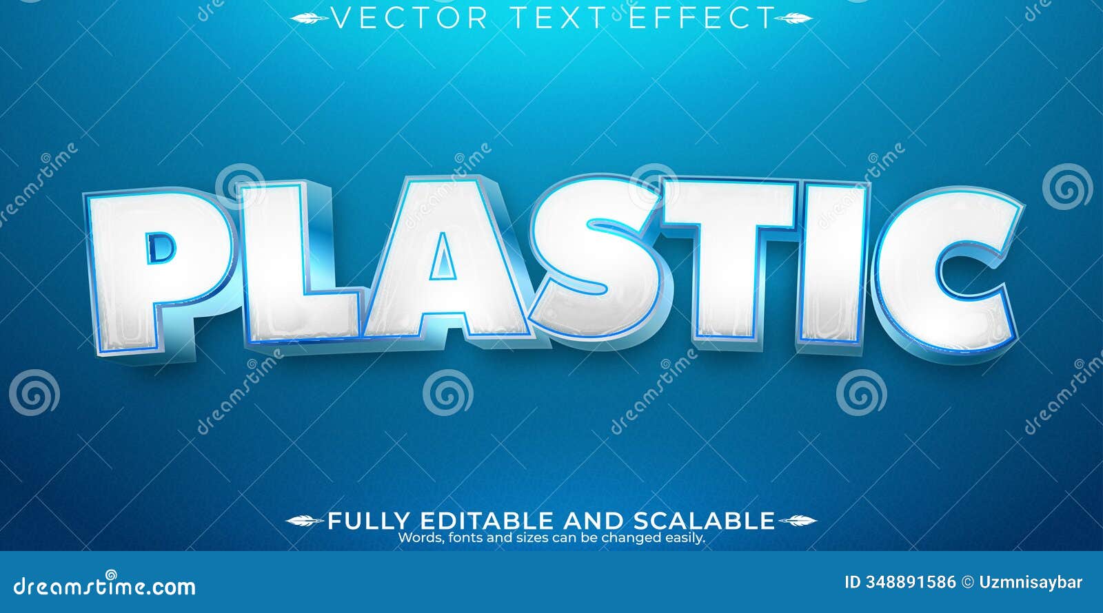 Cartoon Plastic Text Effect, Editable Clean and White Text Style Stock ...