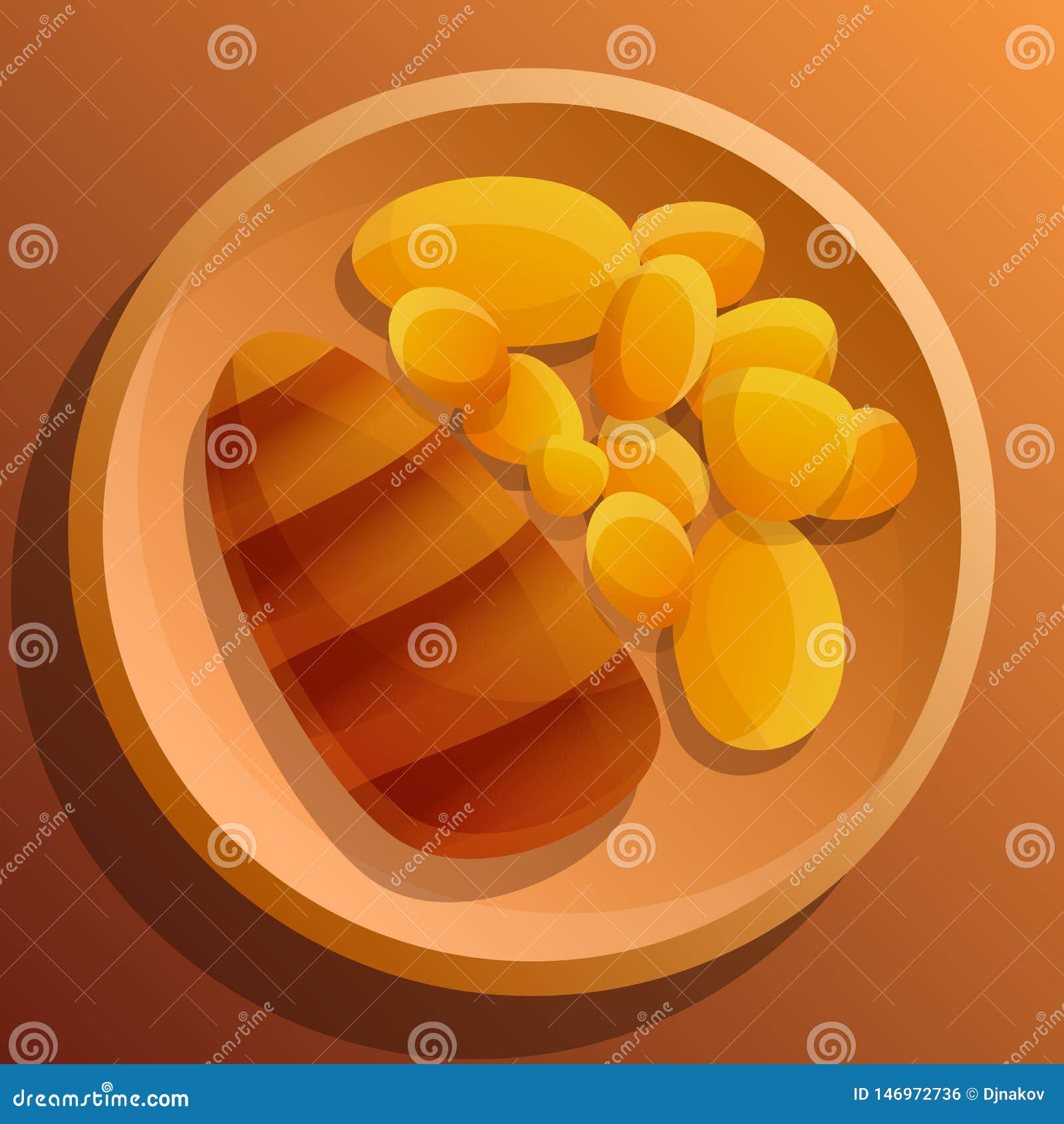 Cartoon Plate with a Dish with Meat and Potatoes Stock Illustration ...