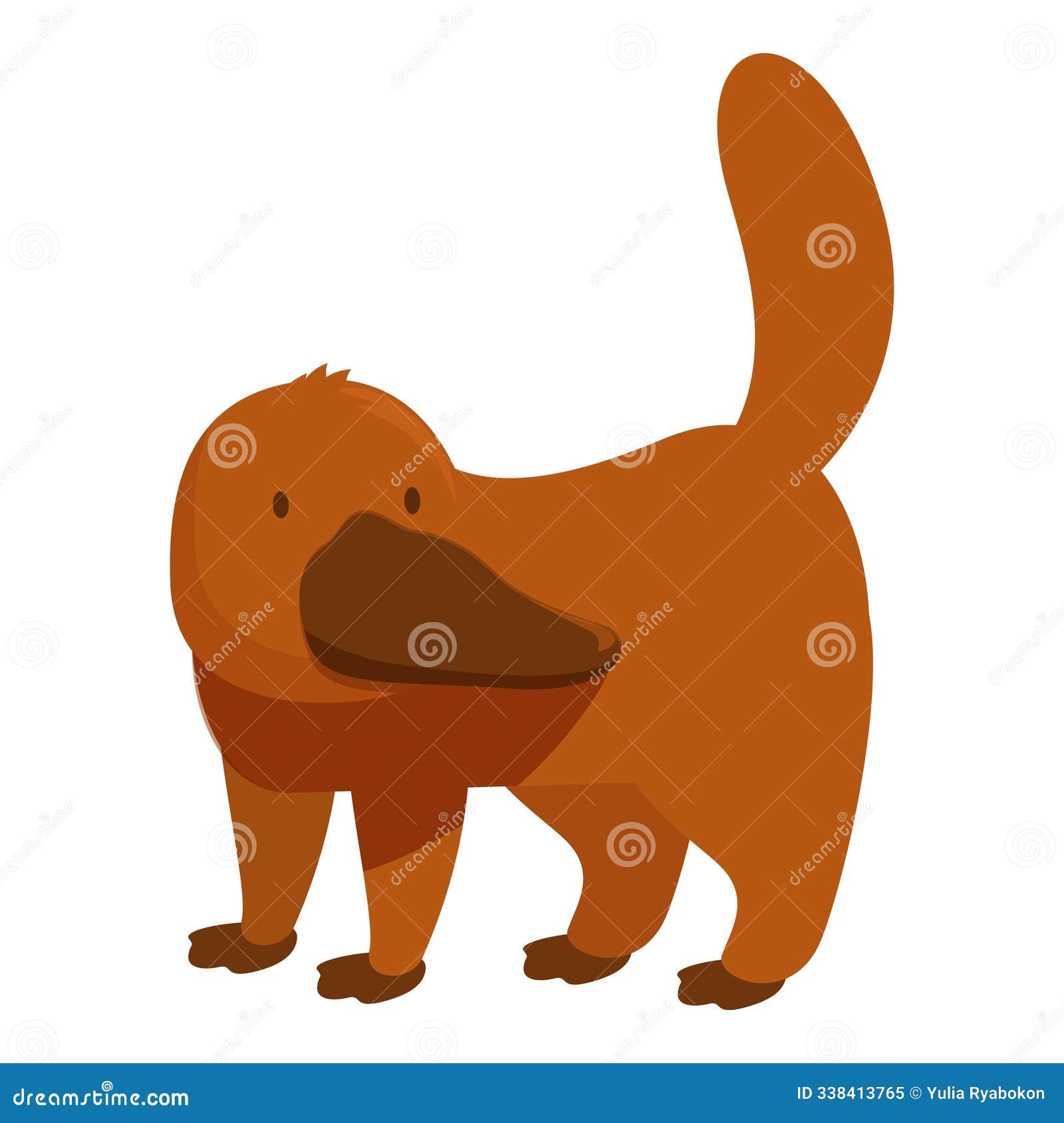 Cartoon Platypus Standing with Tail Up Stock Illustration ...
