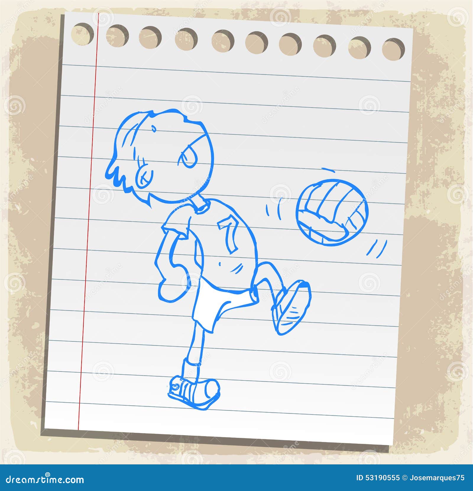 Cartoon Player Soccer on Paper Note, Vector Illustration Stock Vector ...