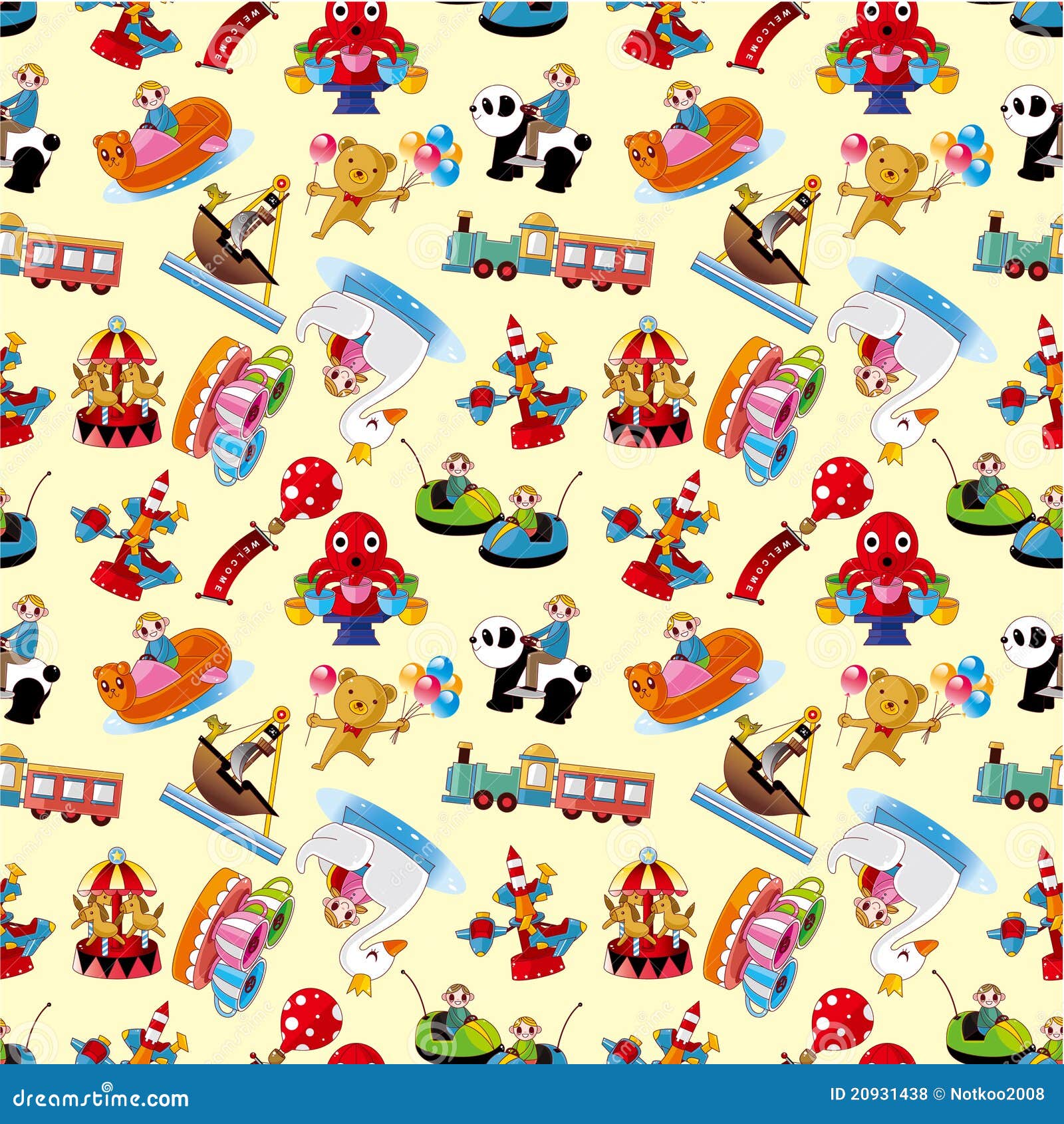 Cartoon Playground Seamless Pattern Stock Vector - Illustration of ...