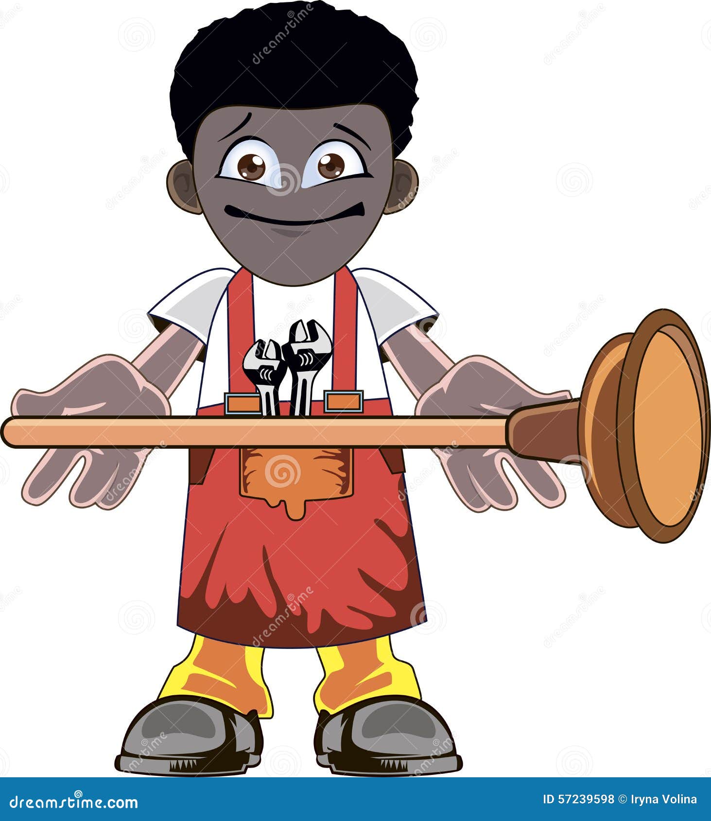 Cartoon Plumber Holding Plunger Stock Vector - Illustration of plumber ...