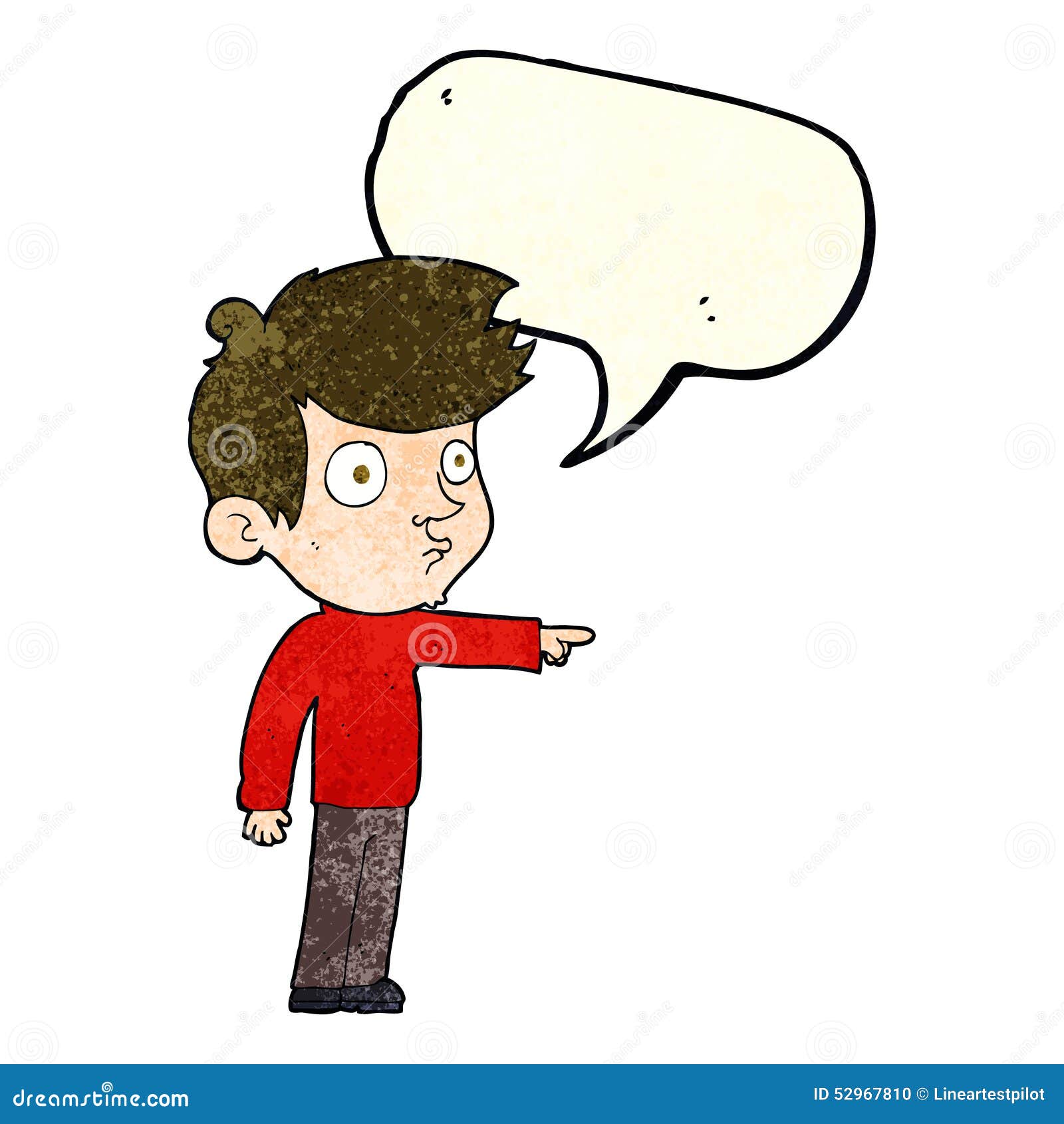 Cartoon Pointing Boy with Speech Bubble Stock Illustration ...