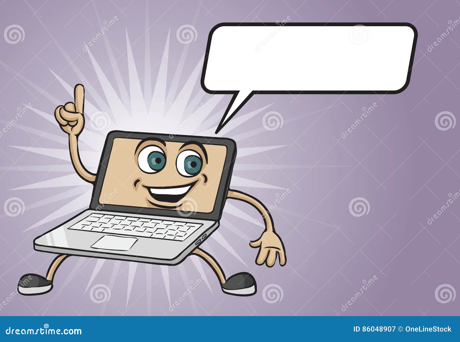 Cartoon Pointing Laptop Computer Character Stock Vector - Illustration ...