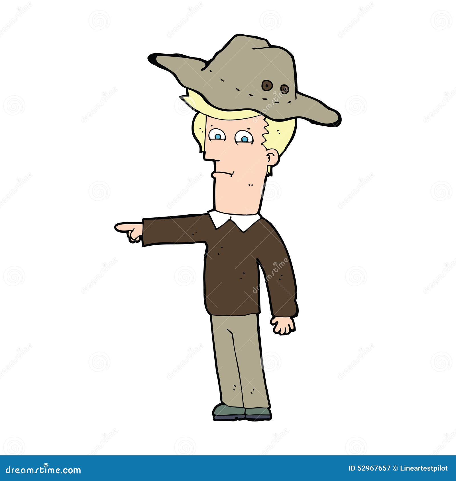 Cartoon Pointing Man Wearing Hat Stock Illustration - Illustration of ...