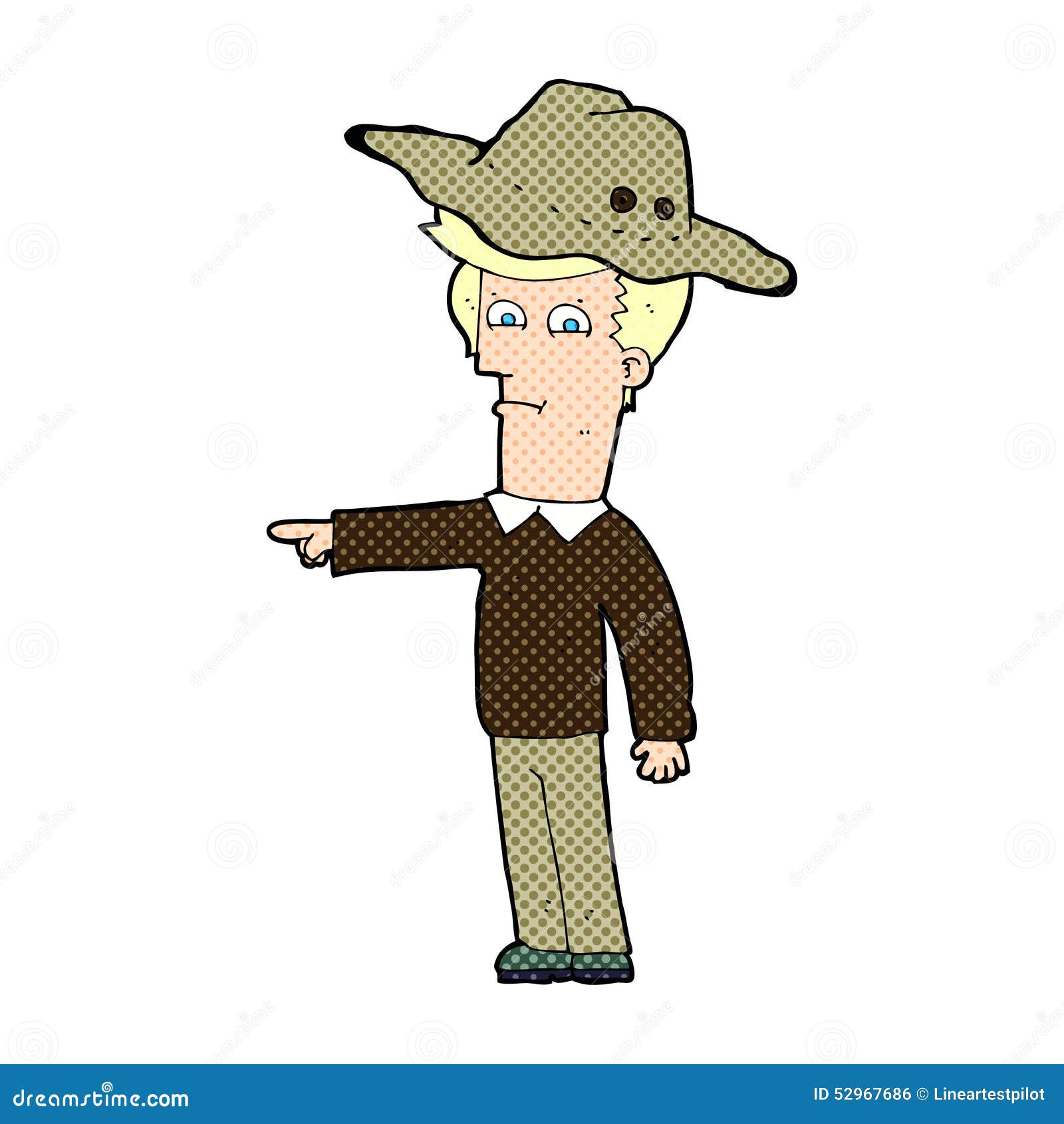 Cartoon Pointing Man Wearing Hat Stock Illustration - Illustration of ...