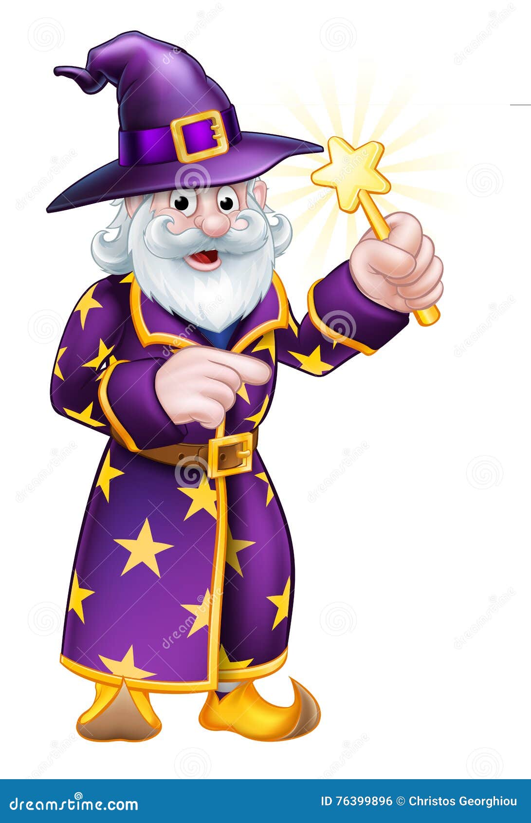 Cartoon Pointing Wizard stock vector. Illustration of character - 76399896
