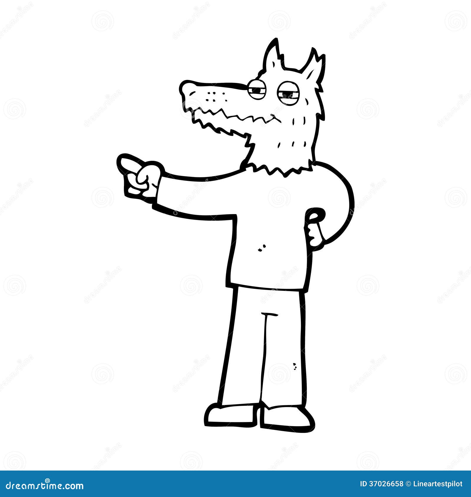 Cartoon pointing wolf man stock illustration. Illustration of ...