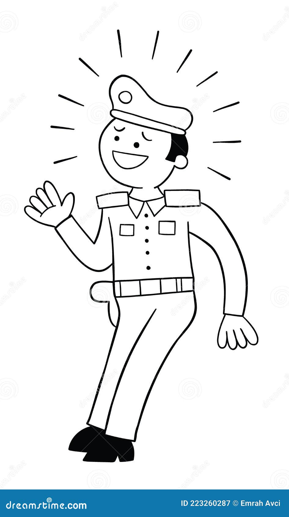 Cartoon Police Scared, Vector Illustration Stock Vector - Illustration ...