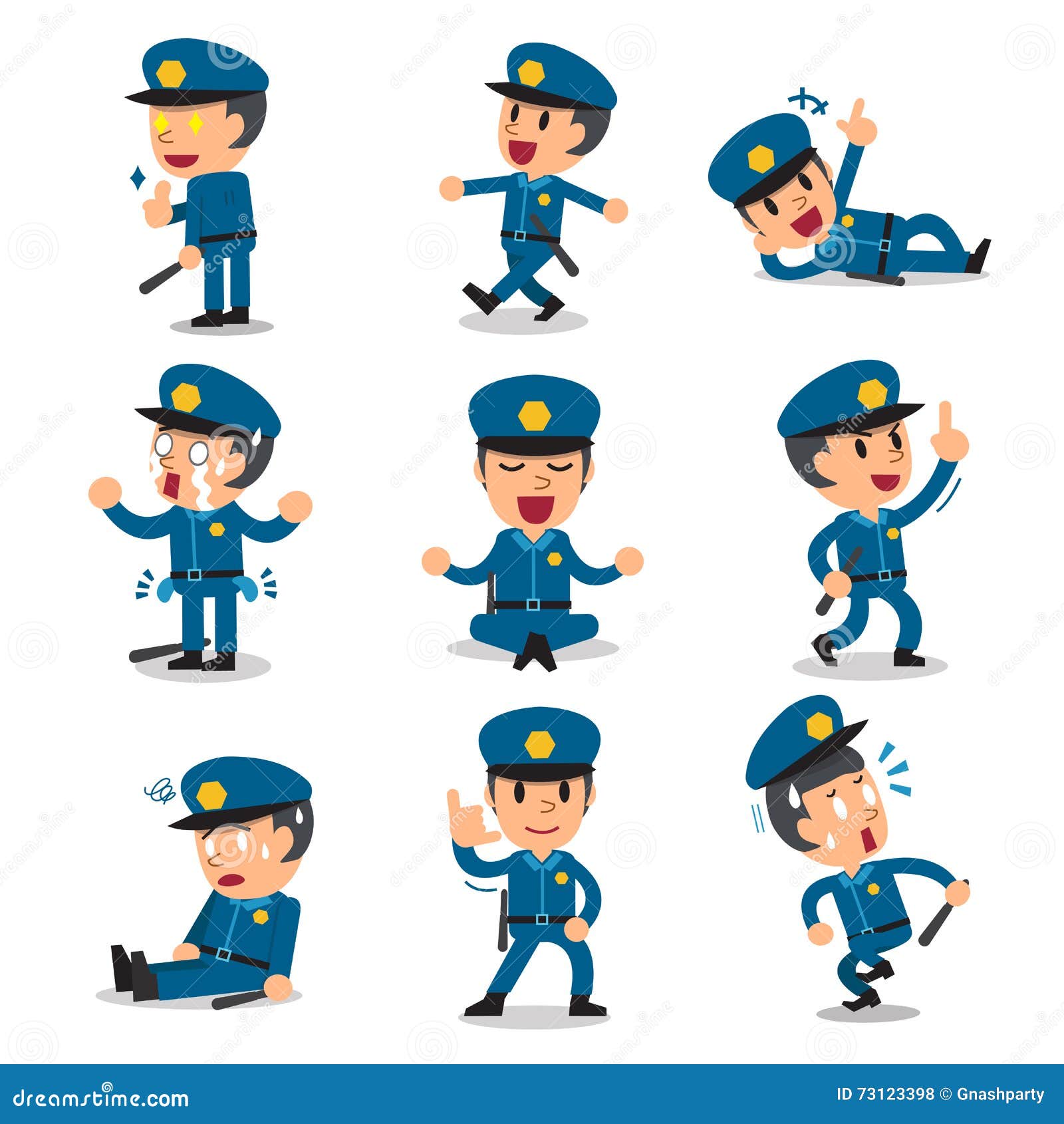 Cartoon Policeman Character Poses Stock Vector - Illustration of guard ...