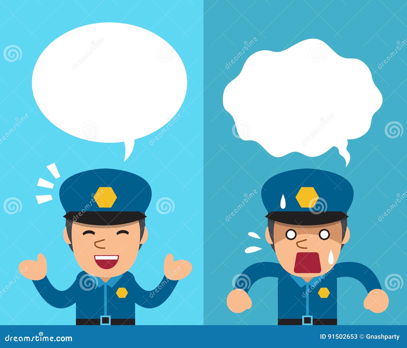 Emotions Policeman Icon. Set Expressions Avatar Cop. Good And Evil ...