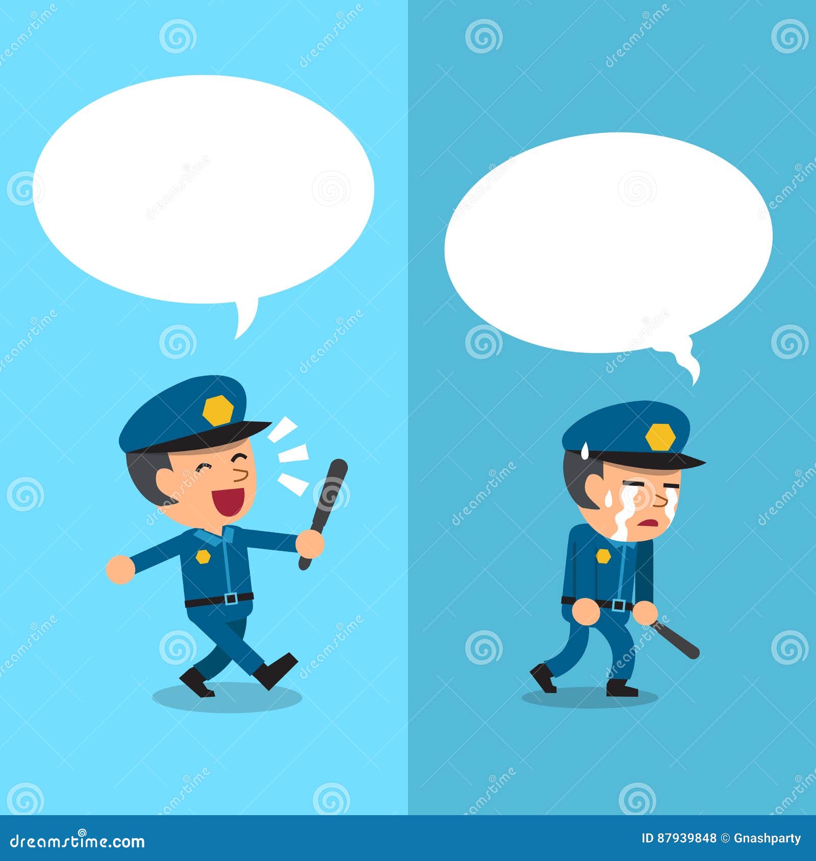 Emotions Policeman Icon. Set Expressions Avatar Cop. Good And Evil ...