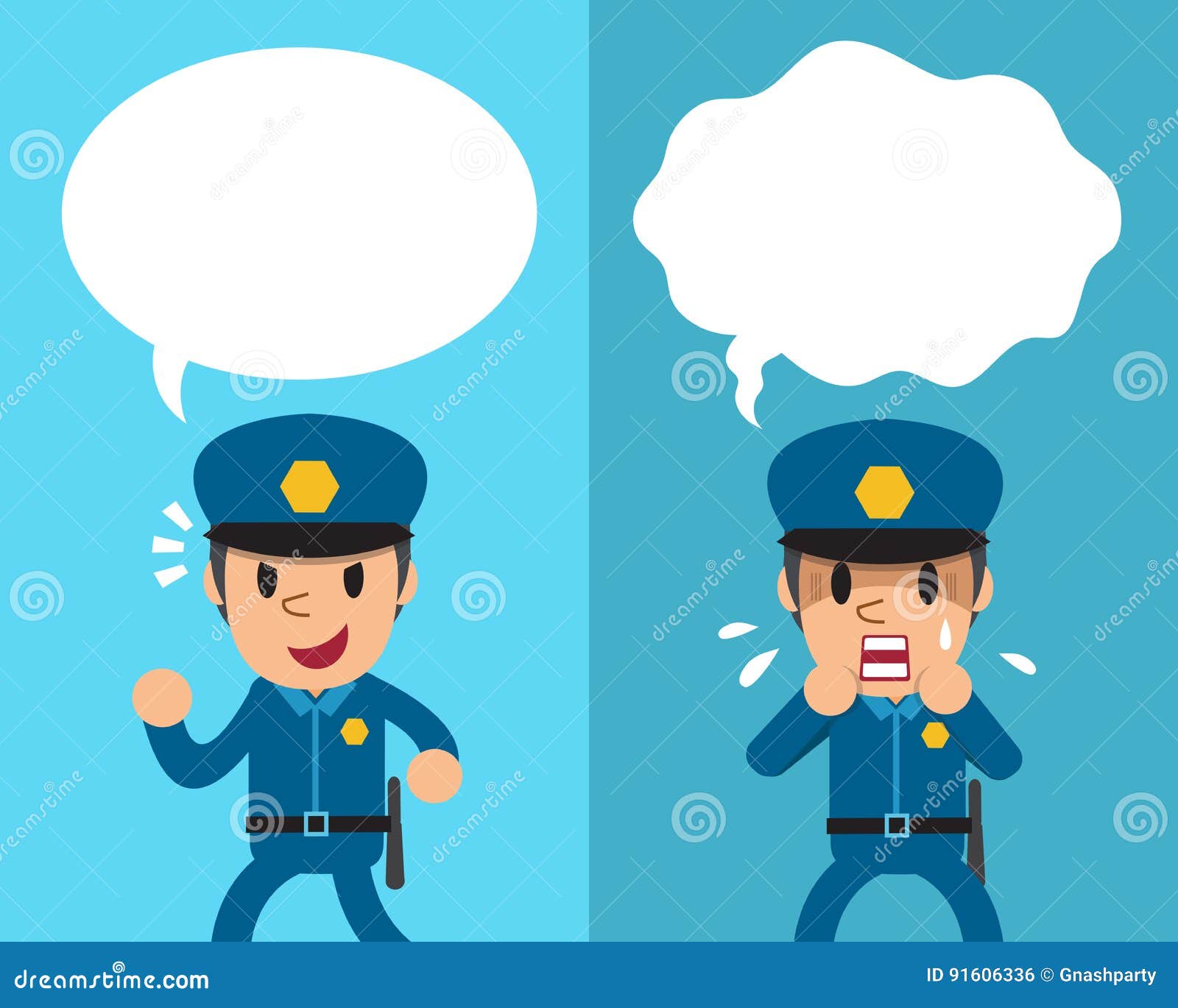 Emotions Policeman Icon. Set Expressions Avatar Cop. Good And Evil ...