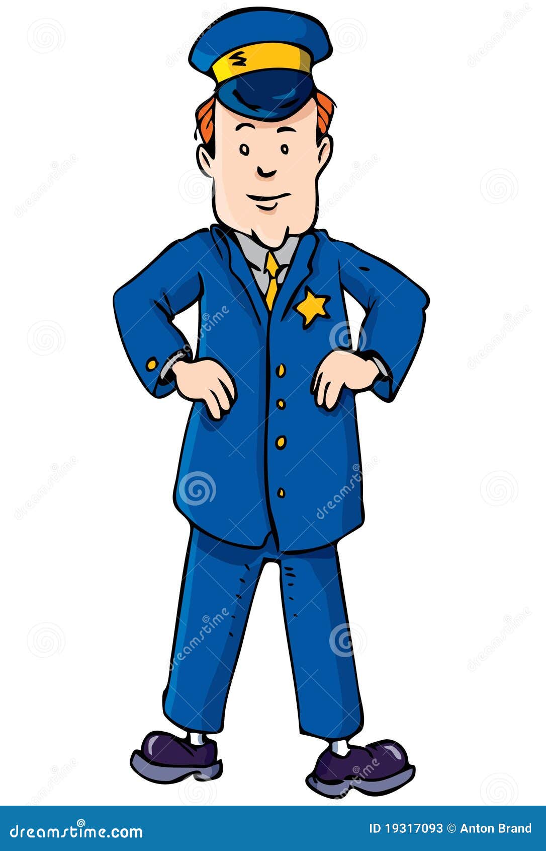 Cartoon Policeman with Hands on Stock Vector - Illustration of police ...