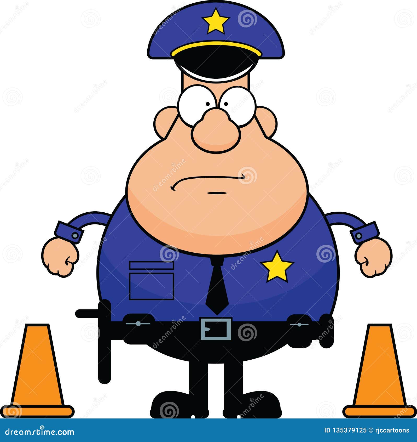 Cartoon Policeman with Traffic Cones Stock Vector - Illustration of ...