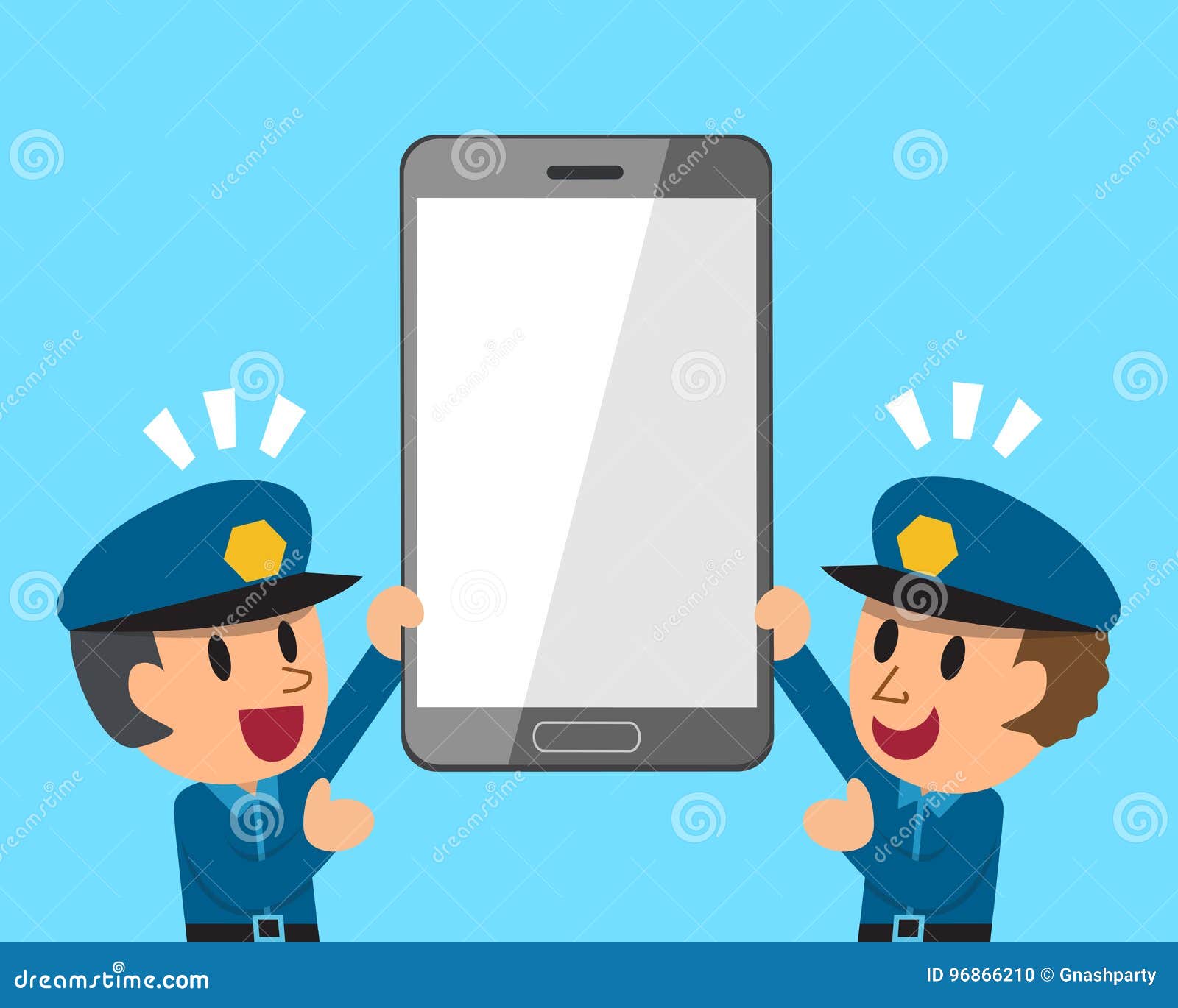 Cartoon Policemen and Smartphone Stock Vector - Illustration of funny ...