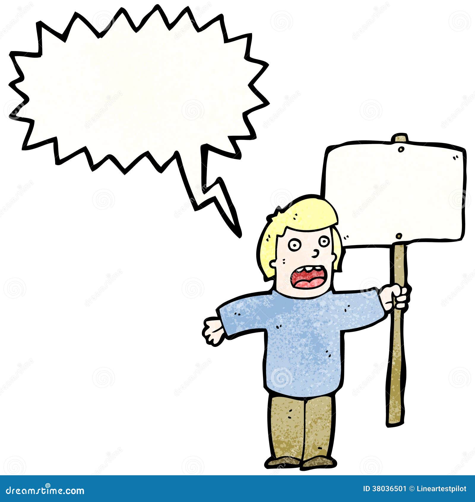 Cartoon Political Protestor with Sign Stock Vector - Illustration of ...