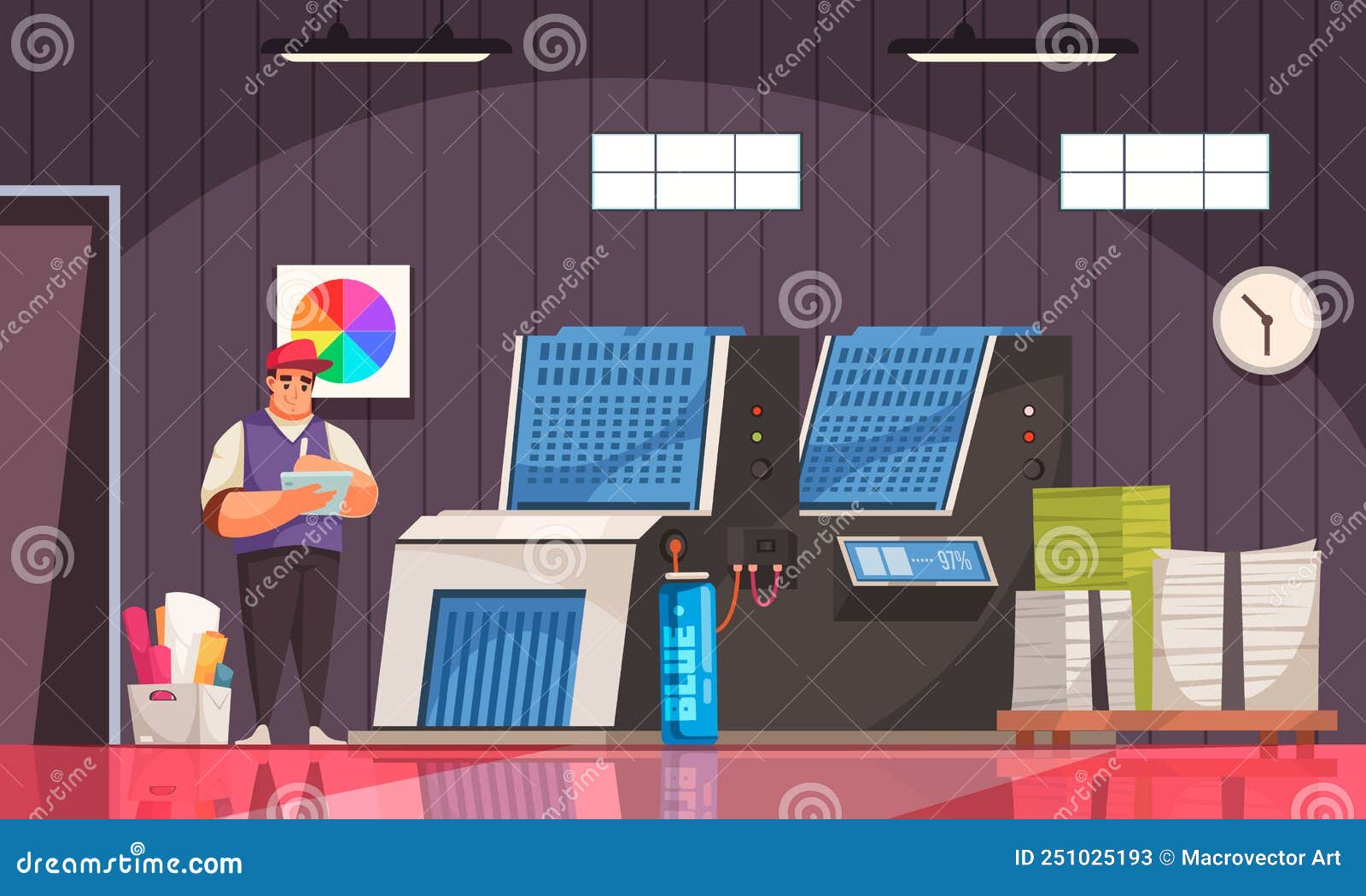 Cartoon Polygraphy Illustration Stock Vector - Illustration of plotter ...
