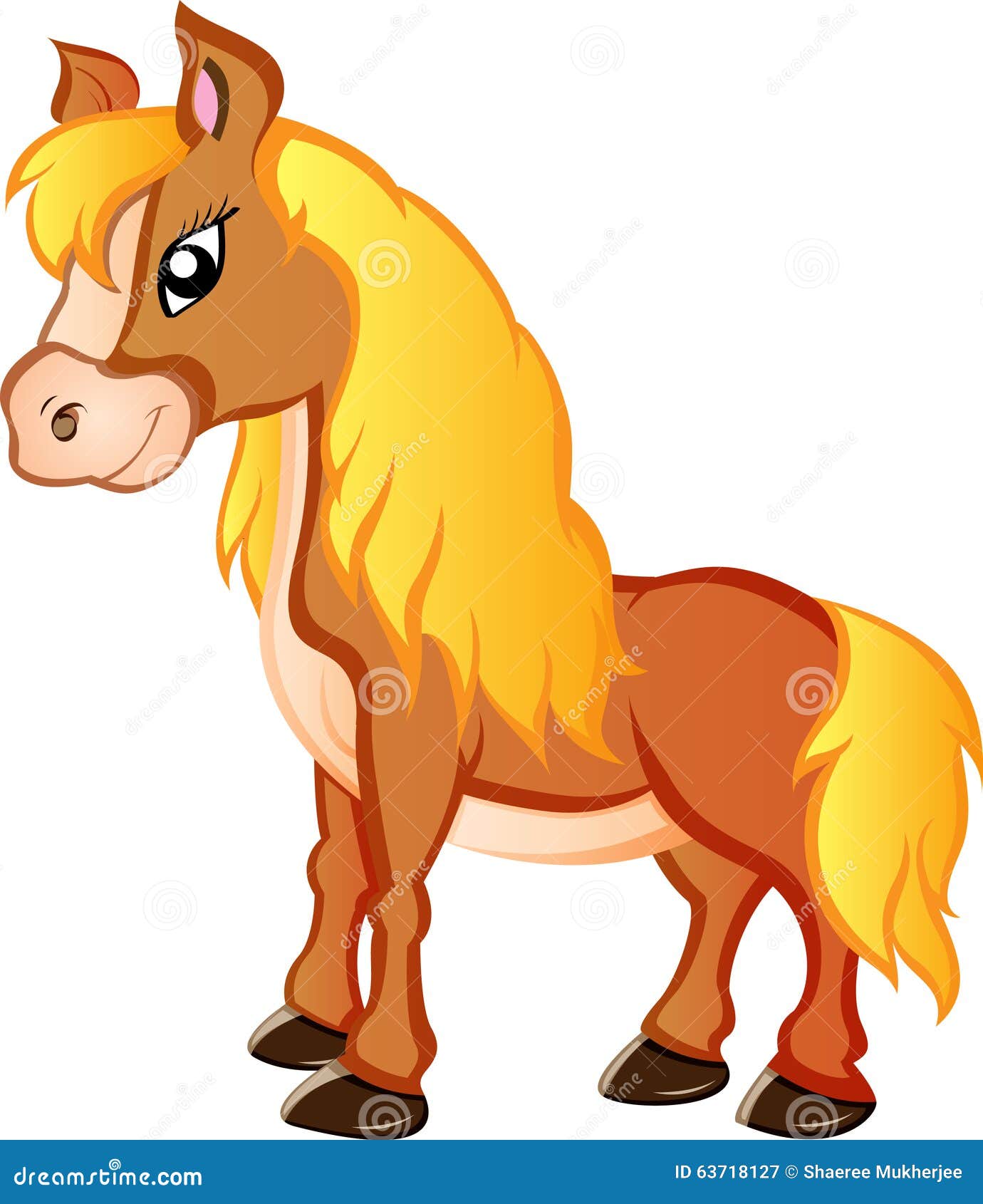 Cartoon Pony stock vector. Illustration of friendly, expression - 63718127