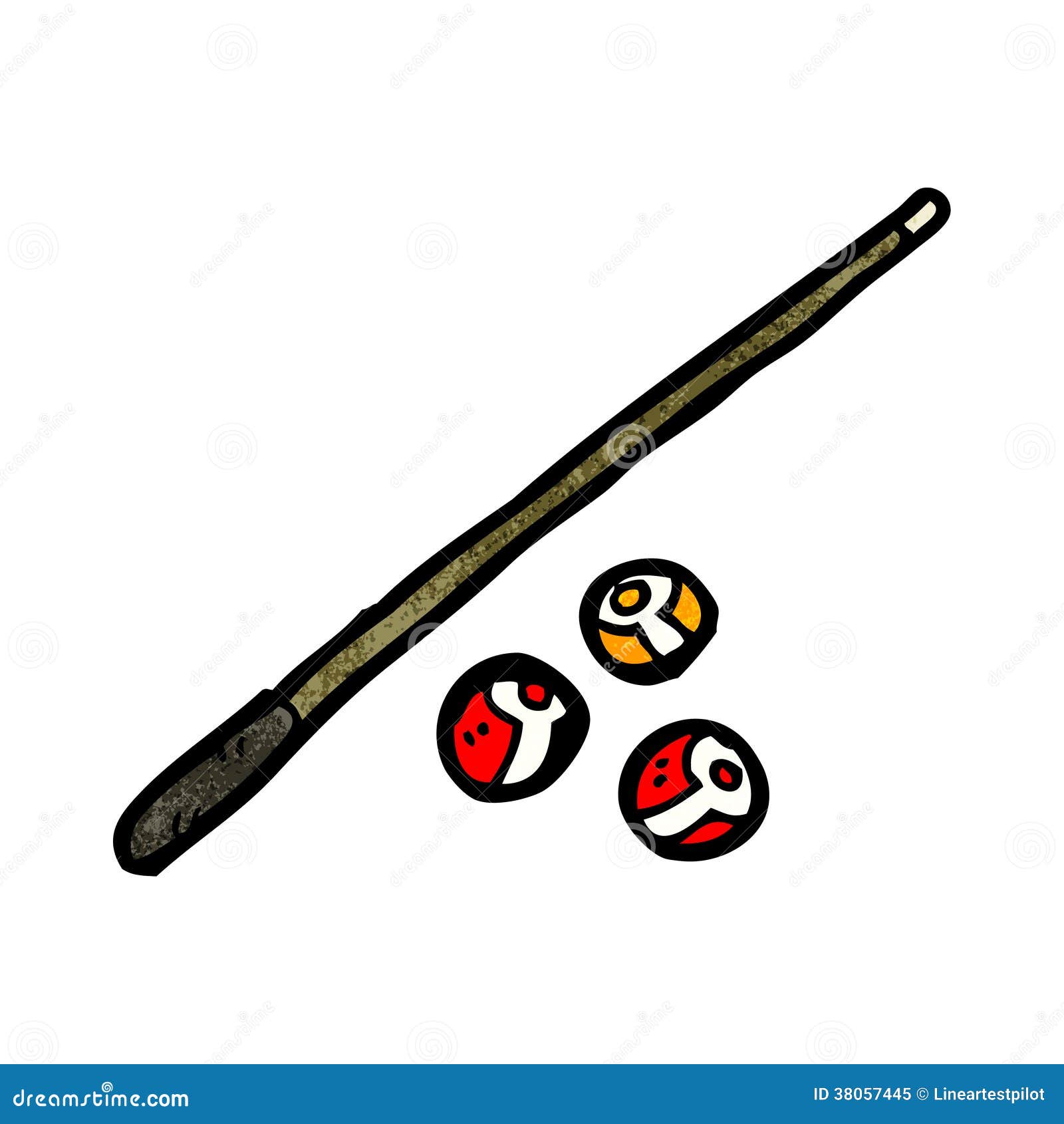 Cartoon pool cue and balls stock vector. Illustration of retro - 38057445