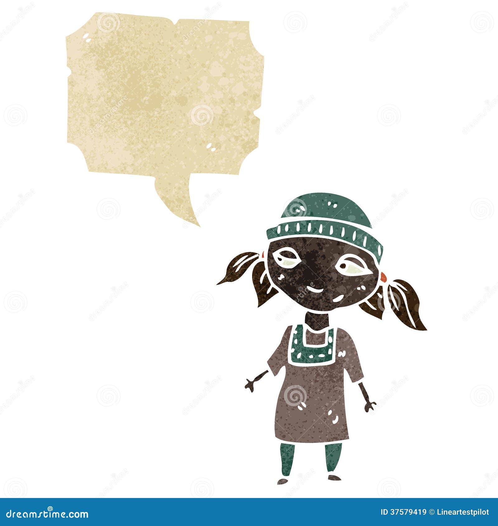 Cartoon Poor Girl with Speech Bubble Stock Vector - Illustration of ...