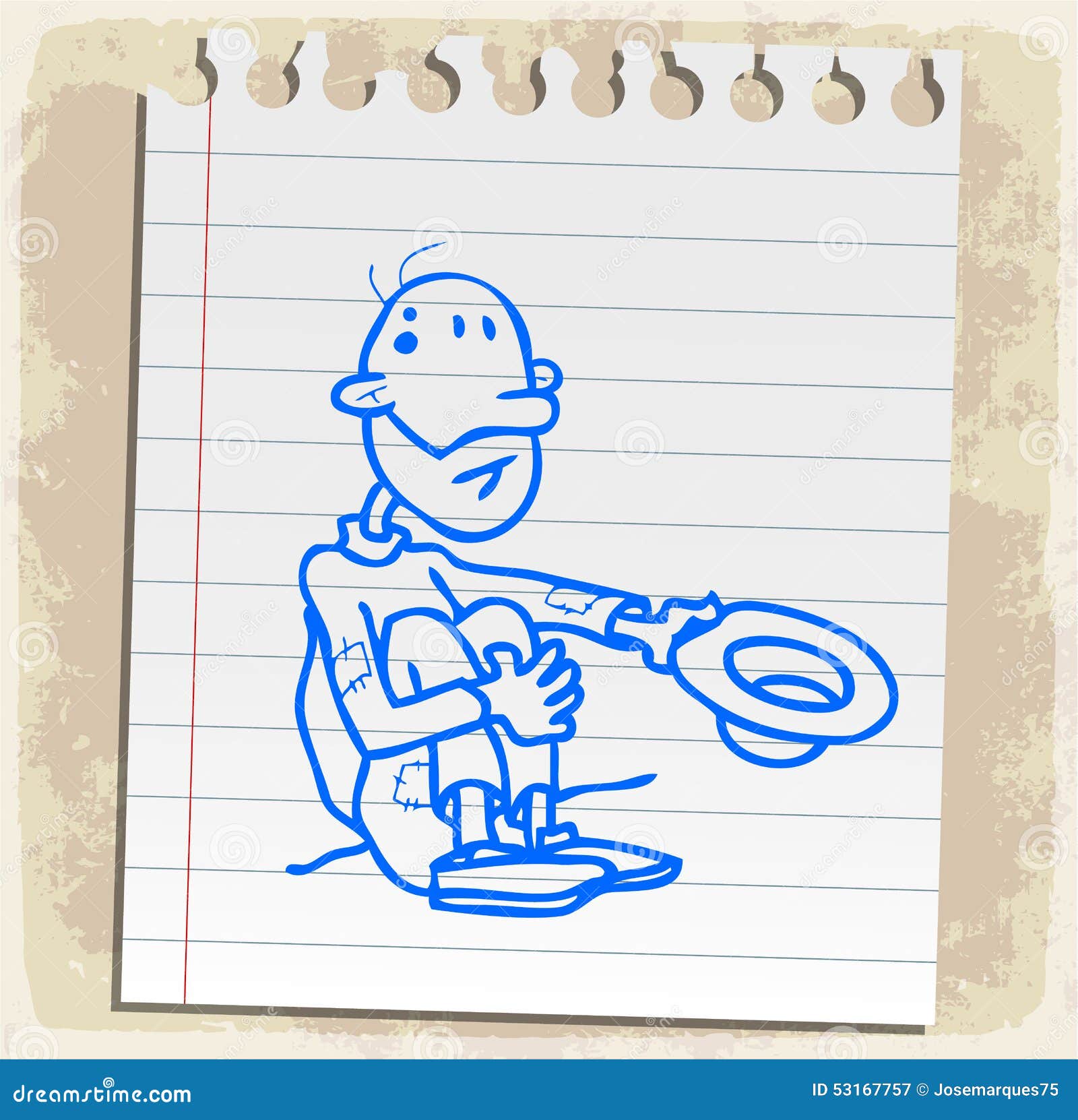 Cartoon Poor on Paper Note, Vector Illustration Stock Vector ...