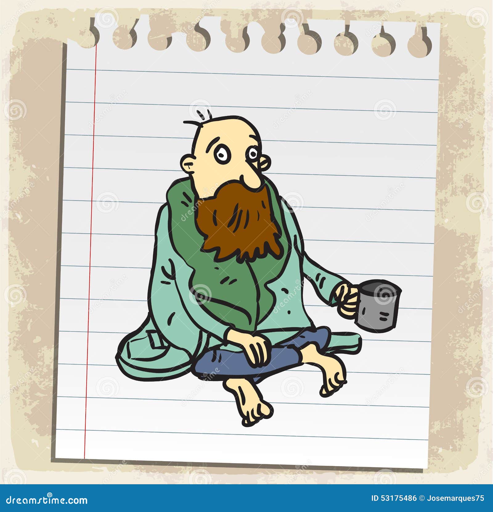 Cartoon Poor on Paper Note, Vector Illustration Stock Vector ...