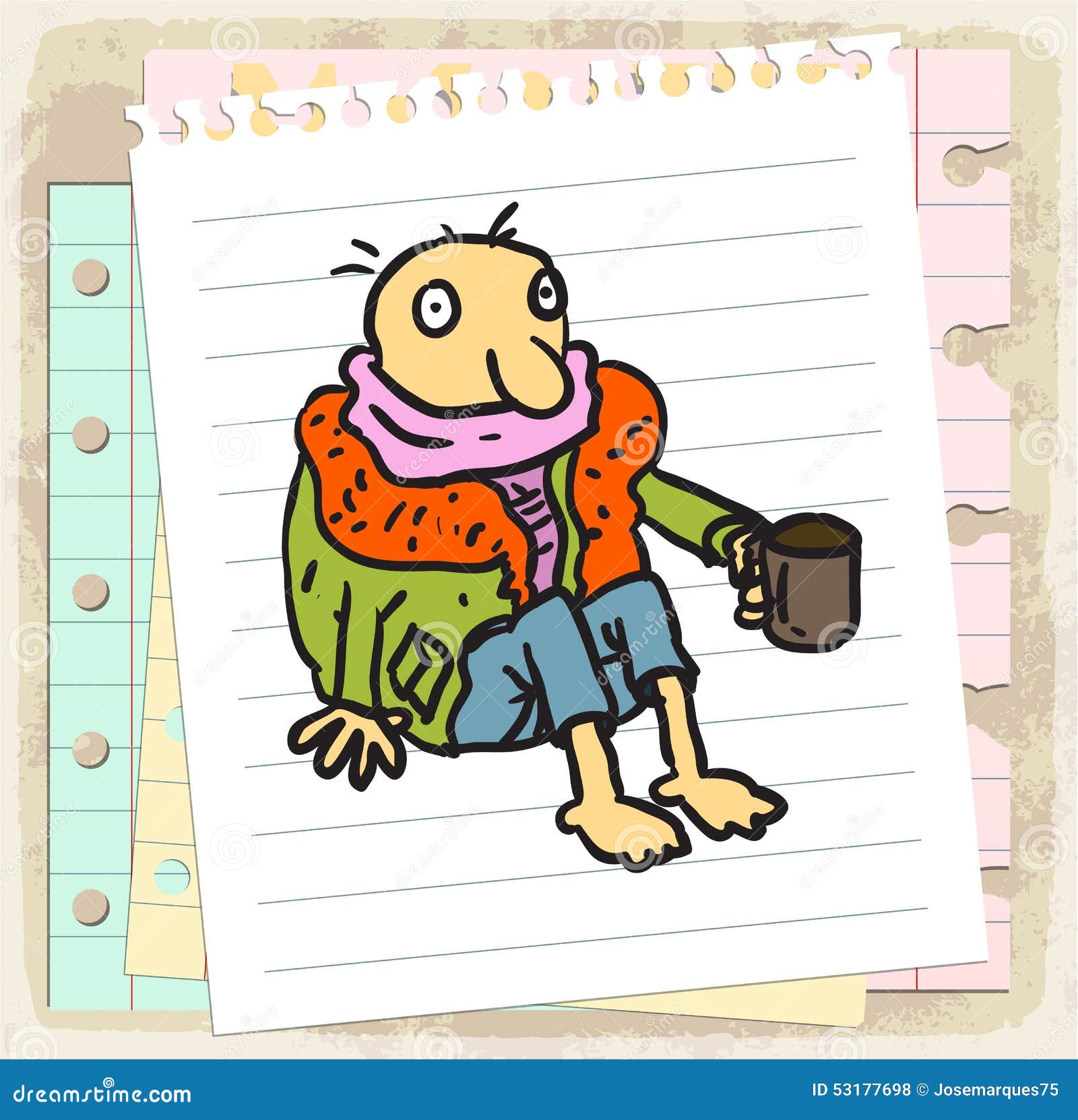 Cartoon Poor on Paper Note, Vector Illustration Stock Vector ...