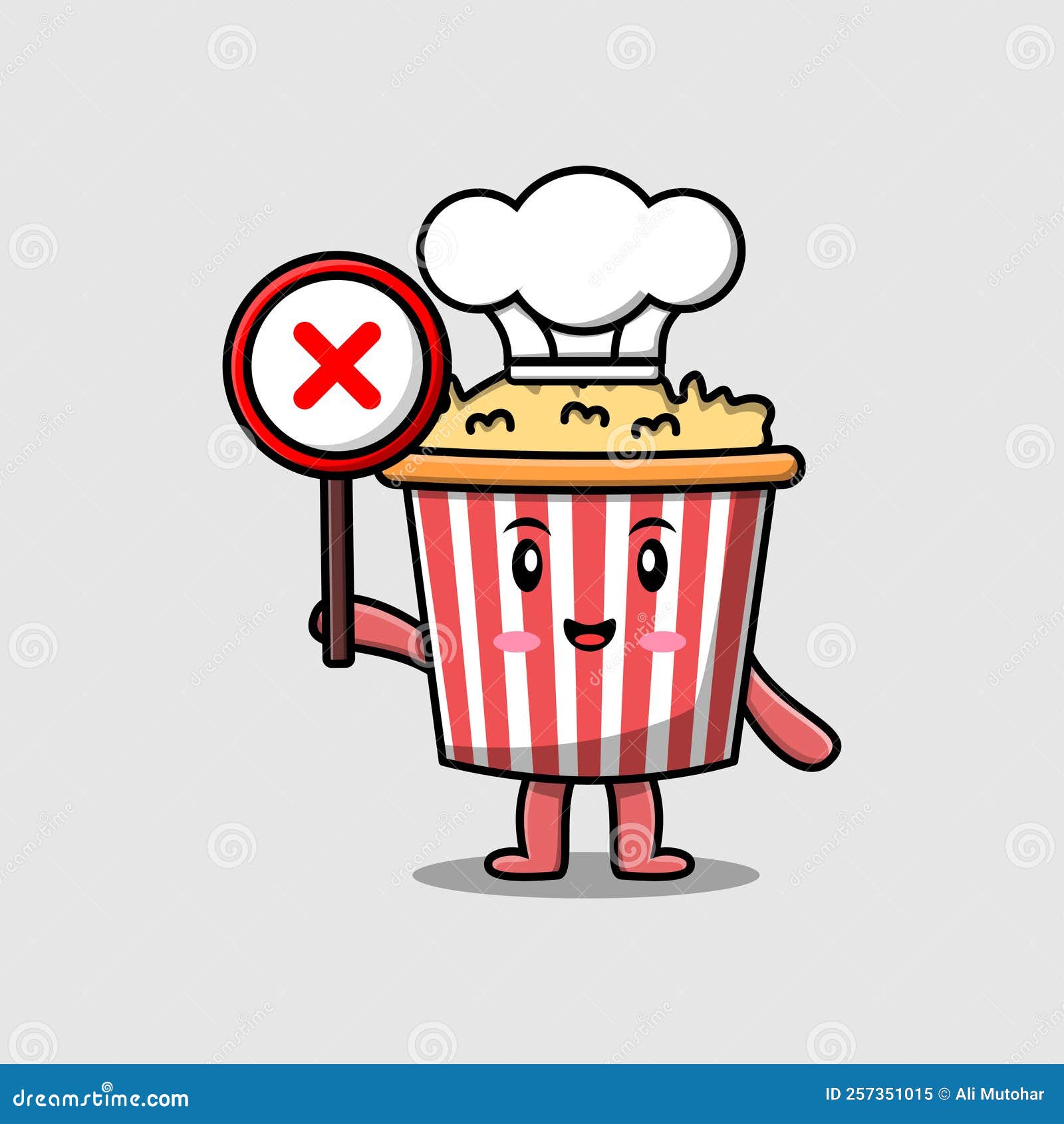 Cartoon Popcorn Chef Holding Wrong Sign Board Stock Vector ...
