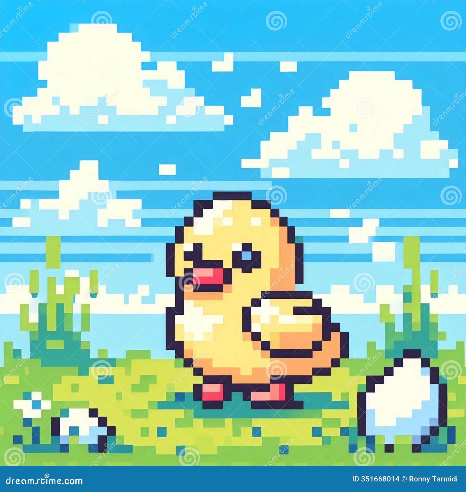 Cartoon Portrait of a Chick, Pixel Art Stock Illustration ...