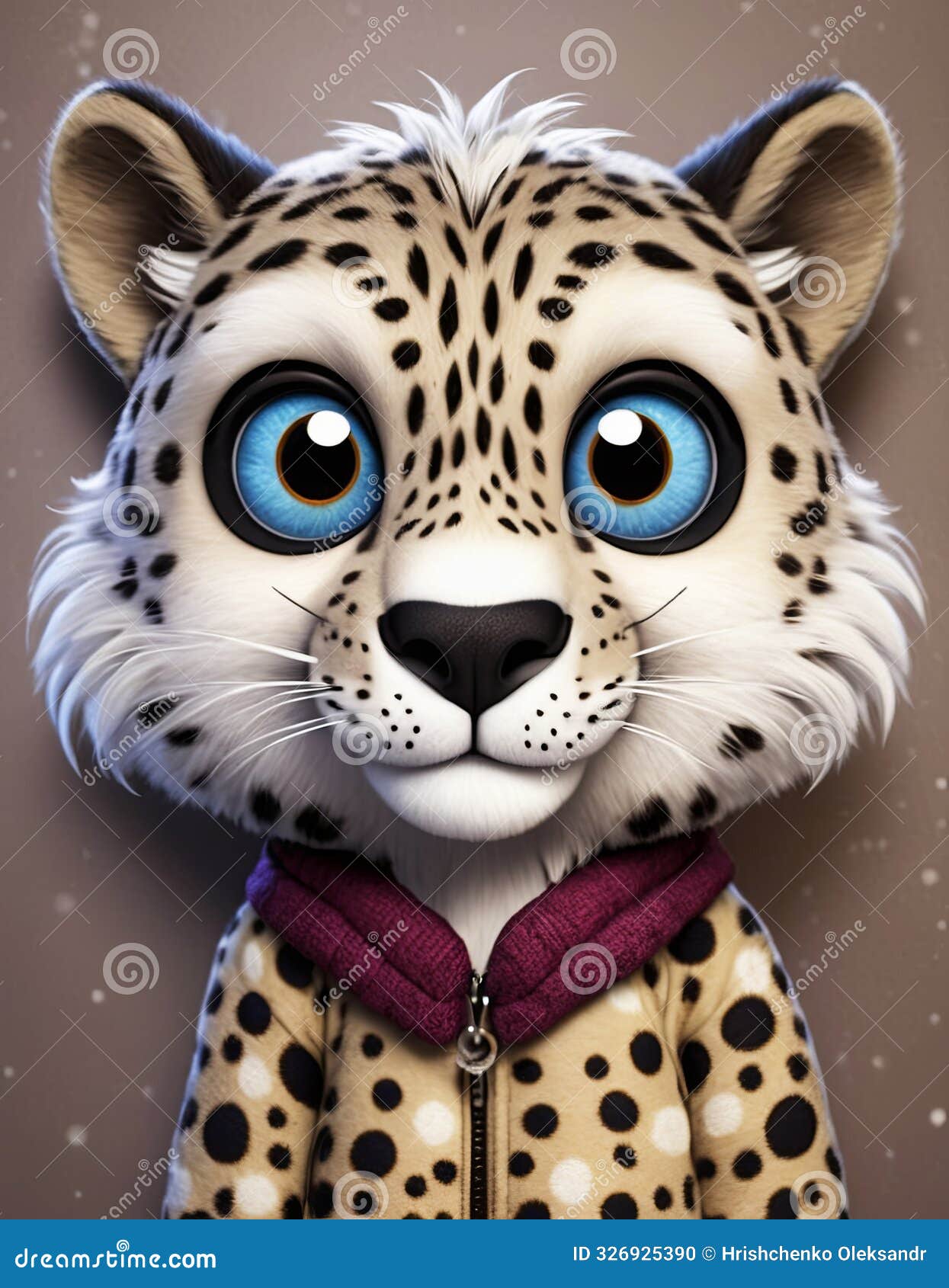 Cartoon Portrait of a White Spotted Tiger in a Jacket Stock ...