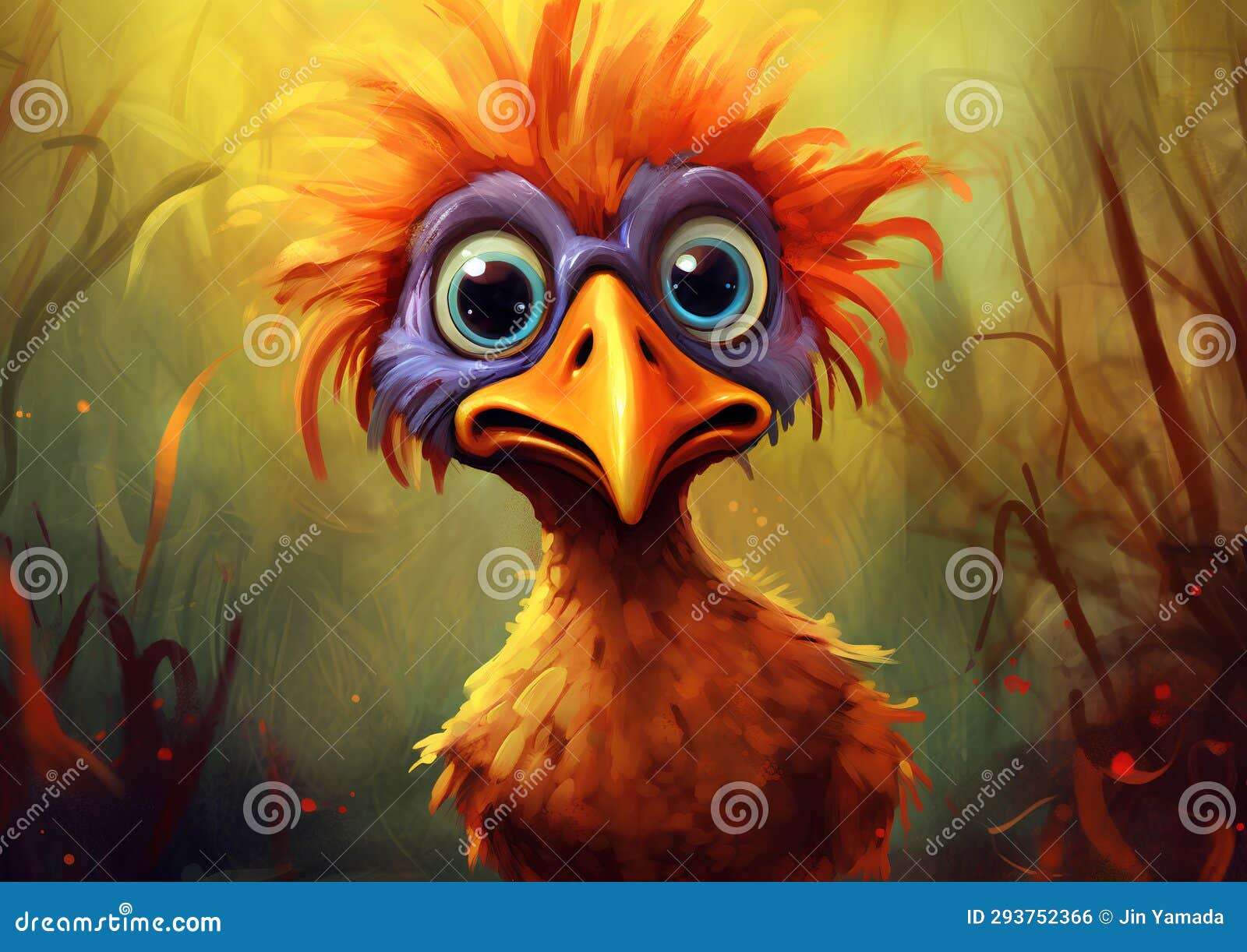 Cartoon Portrait of a Wild Bird in the Grass. Vector Illustration Stock ...