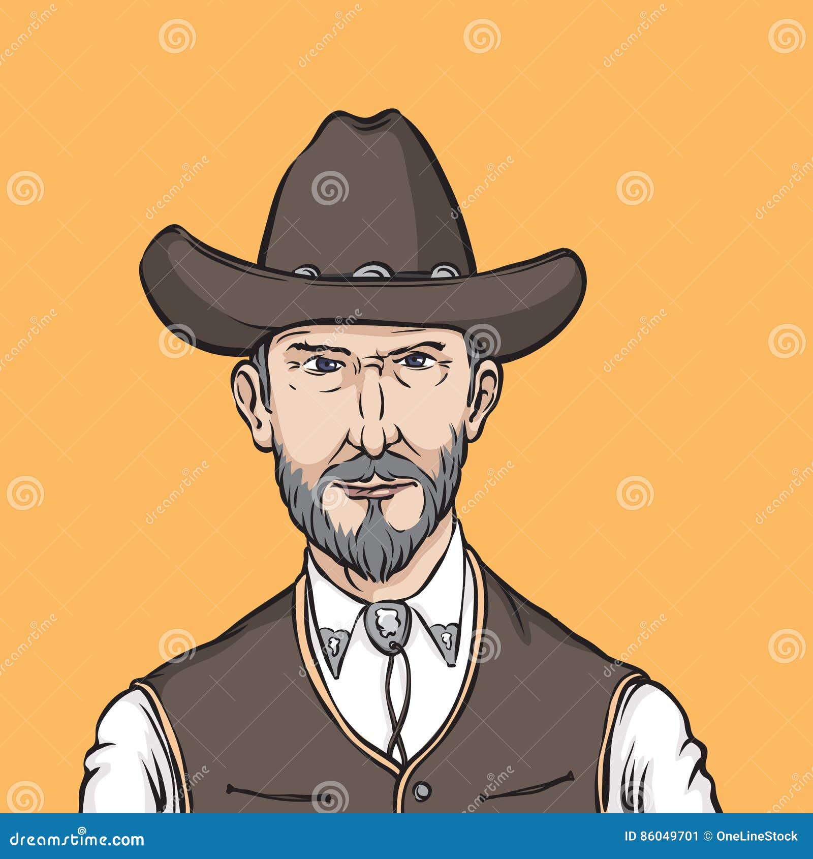 Cartoon Portrait of Wild West Rough Man Stock Vector - Illustration of ...