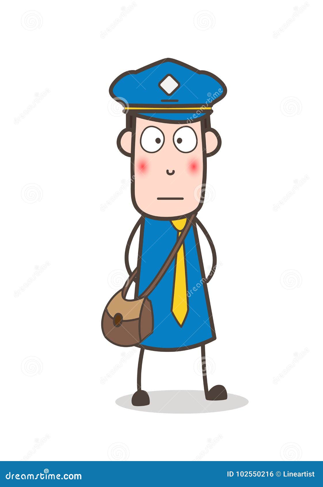 Cartoon Postboy Flushed Face Expression Vector Stock Illustration ...