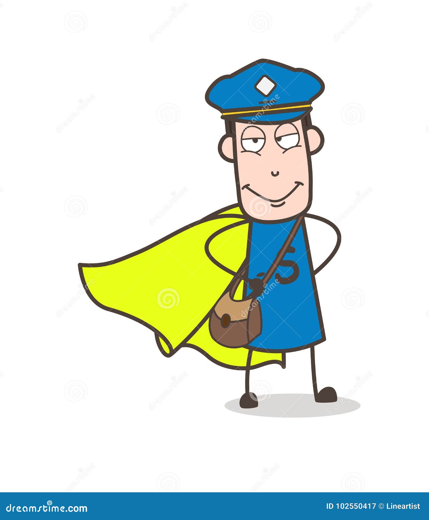 Cartoon Postboy Smiling Face Vector Illustration Stock Illustration ...