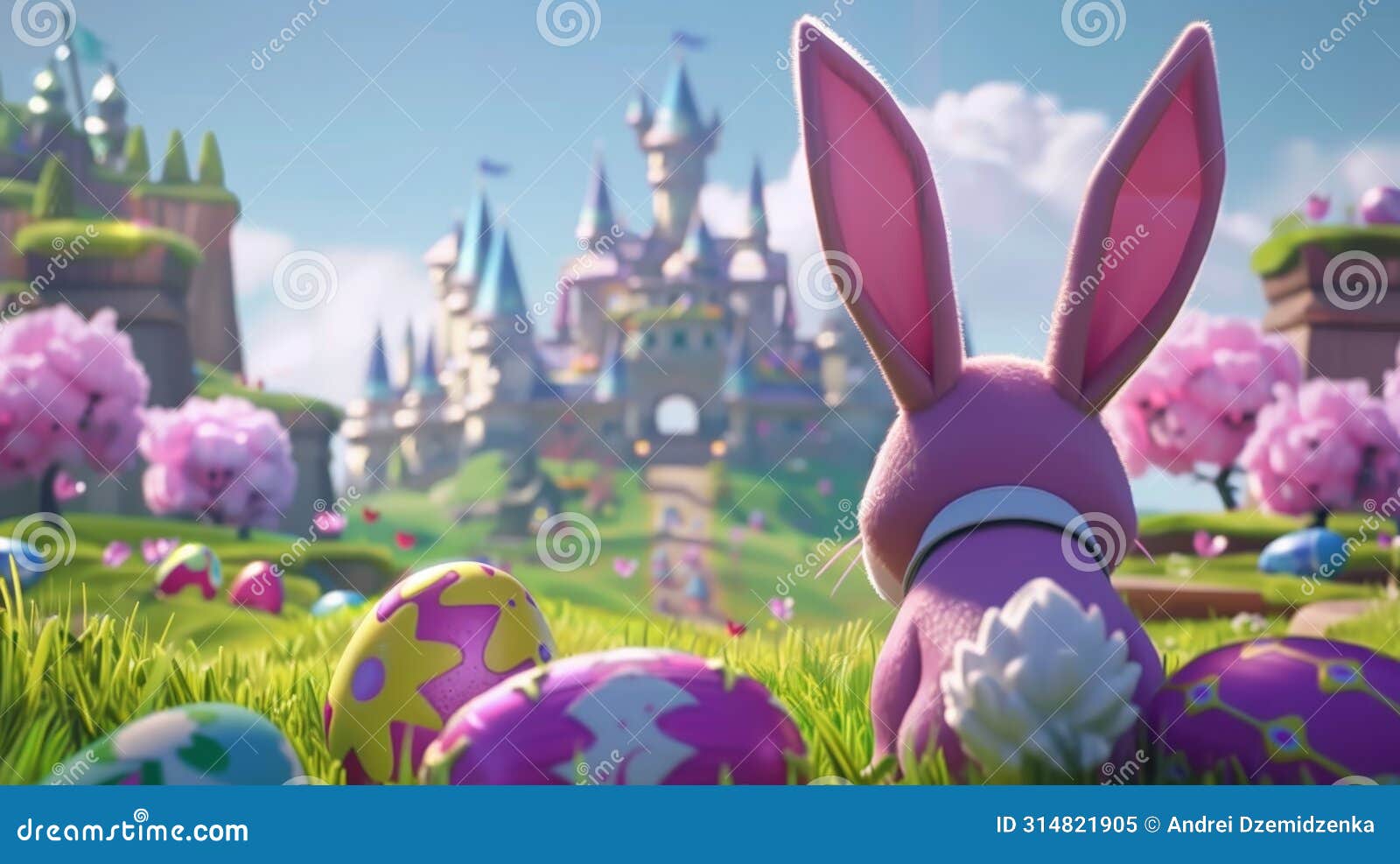 Cartoon Posters of an Easter Egg Hunt with Rabbit Ears Stock Image ...