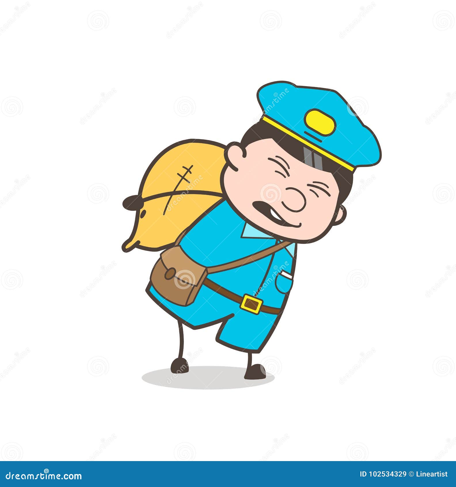 Cartoon Postman Carrying Heavy Burden Vector Stock Illustration ...