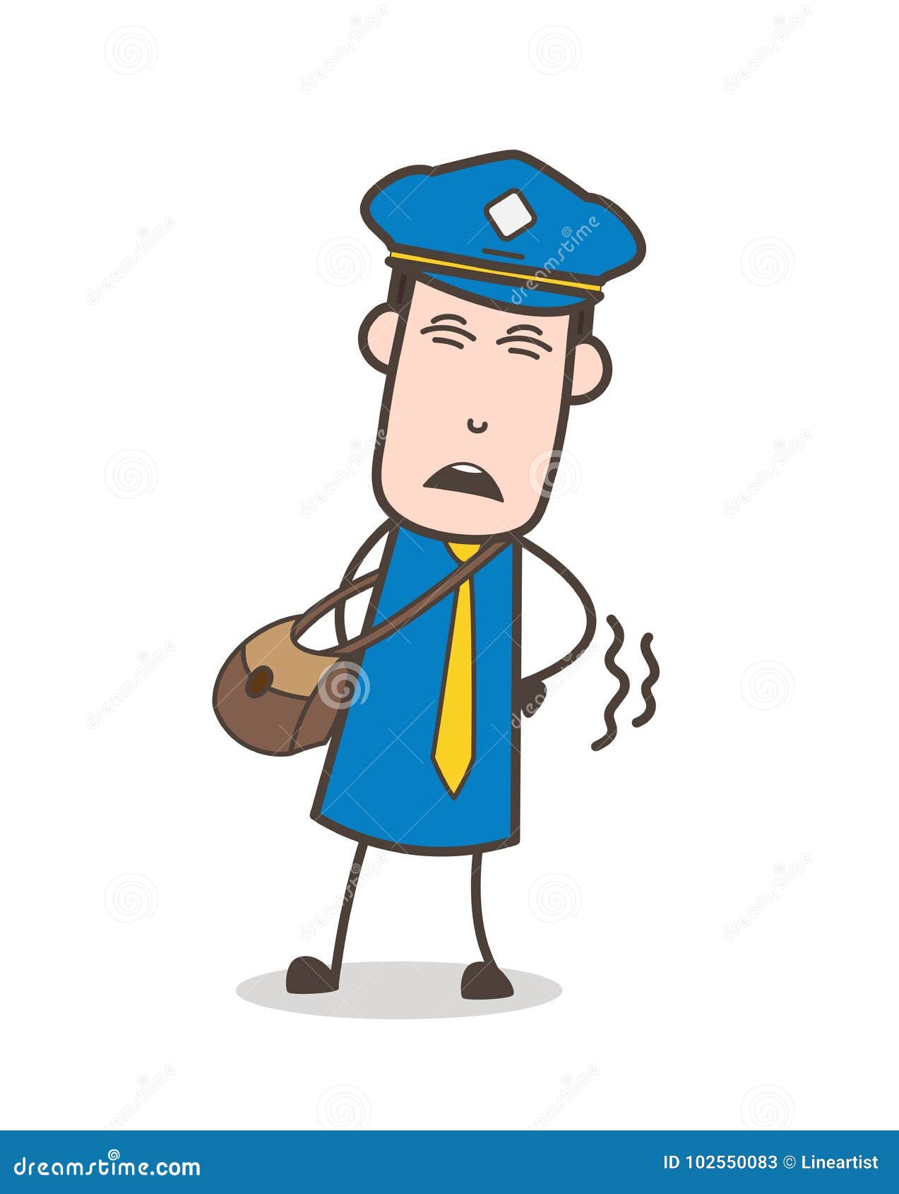 Cartoon Postman Character Having Pain in Body Stock Illustration ...