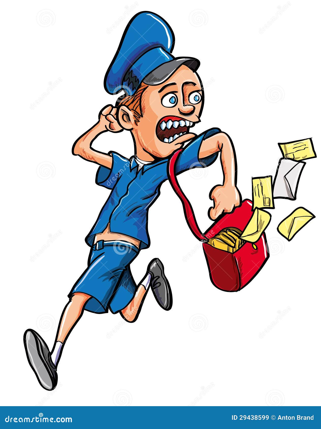 Cartoon postman running stock illustration. Illustration of midair ...