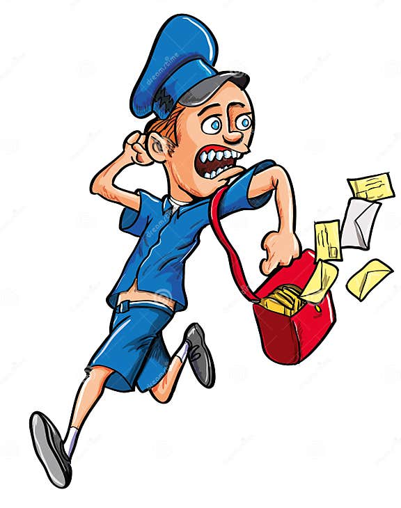 Cartoon postman running stock illustration. Illustration of midair ...