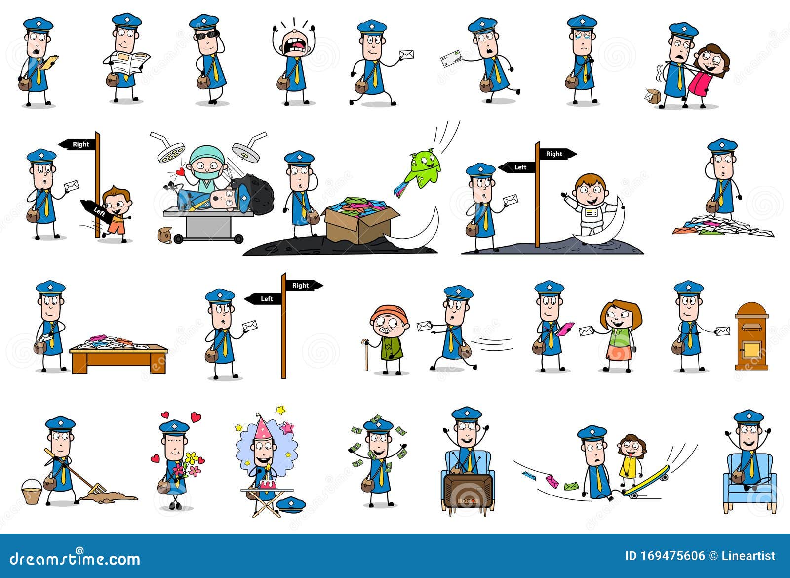 Cartoon Postman - Set of Concepts Vector Illustrations Stock Vector ...