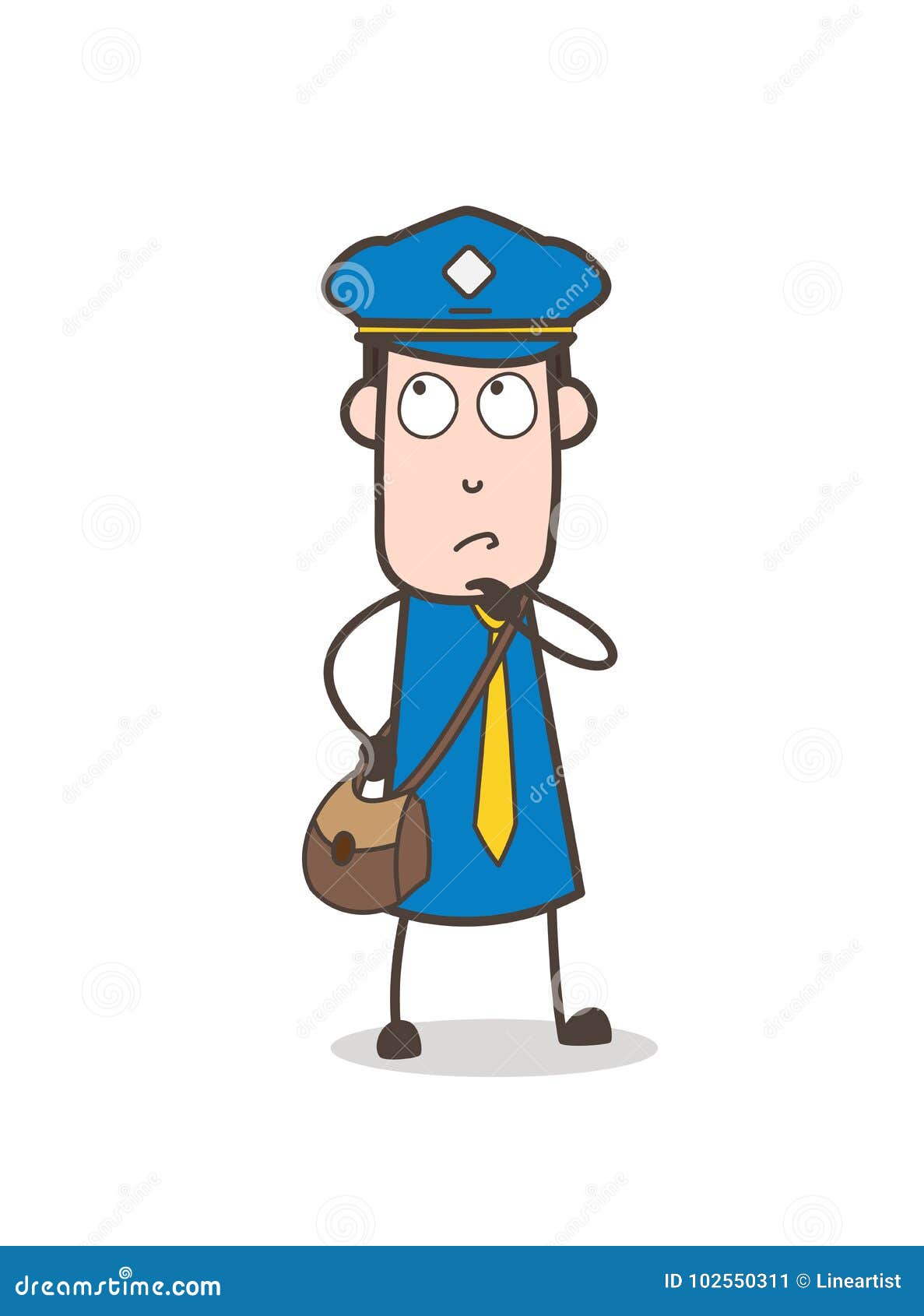 Cartoon Postman Thinking Face Vector Illustration Stock Illustration ...